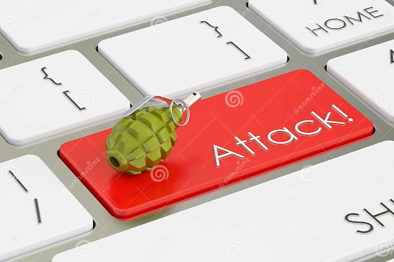 Attack! Concept, on the Computer Keyboard. 3D Rendering Stock ...
