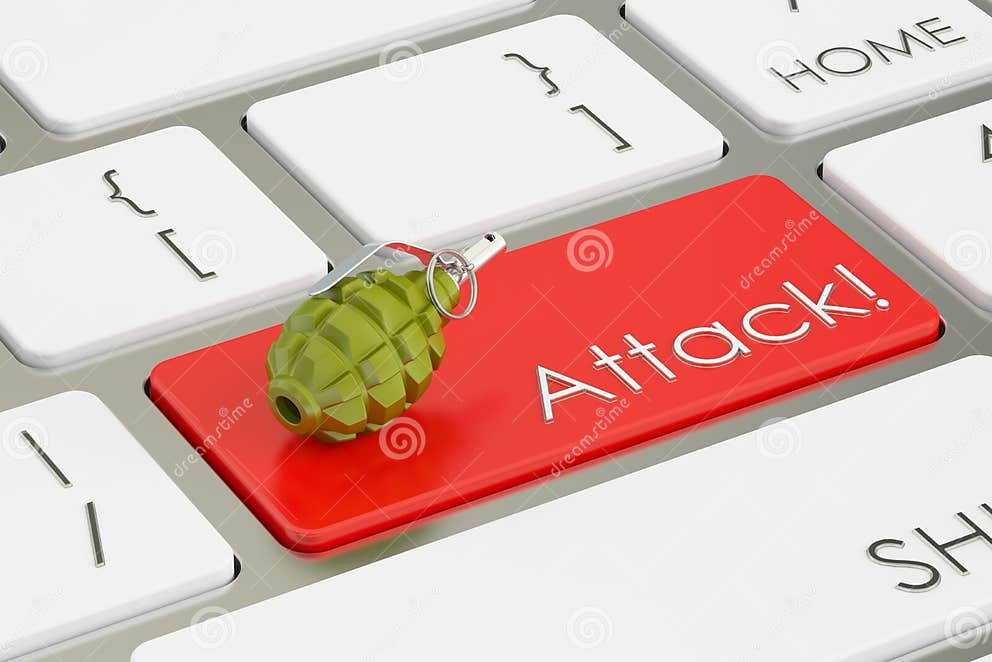 Attack! Concept, on the Computer Keyboard. 3D Rendering Stock ...