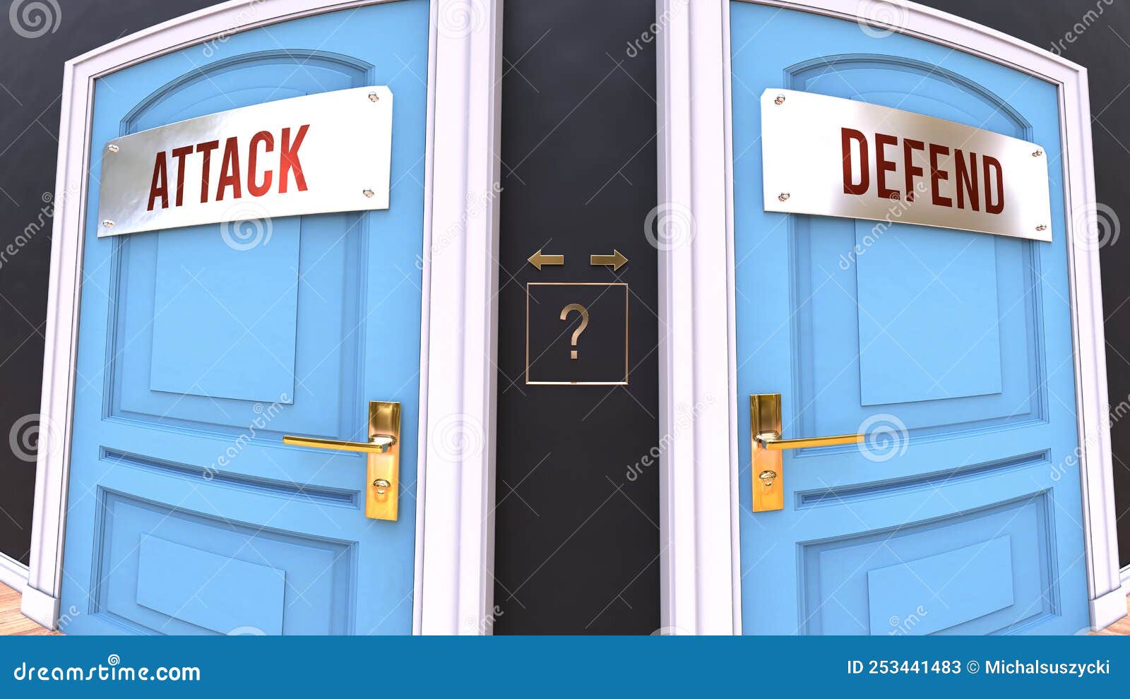 Attack And Defend As Different Choices In Life - Pictured As Words ...