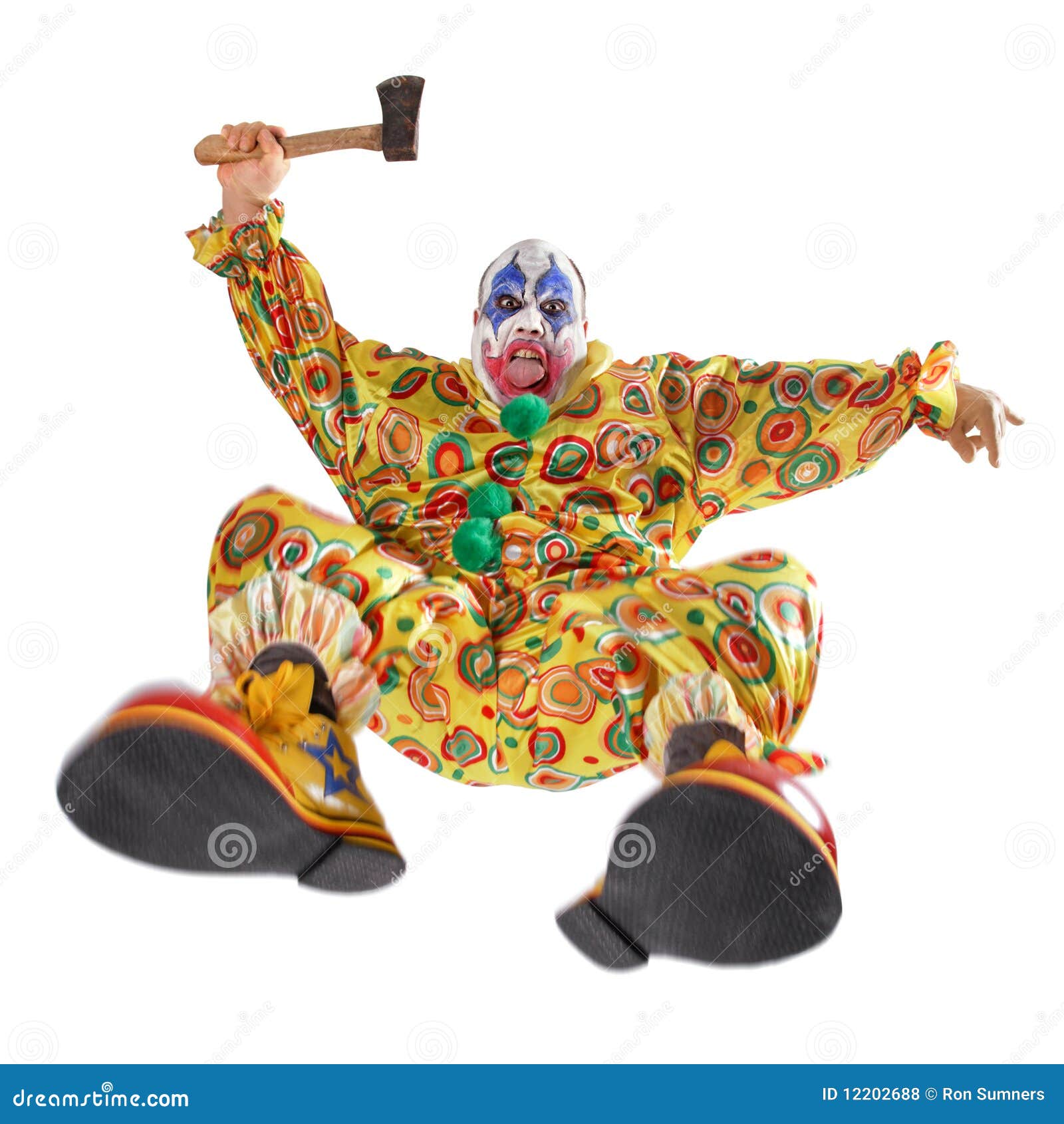 Evil Clown Holding A Punch, On White, Concept Halloween Stock ...