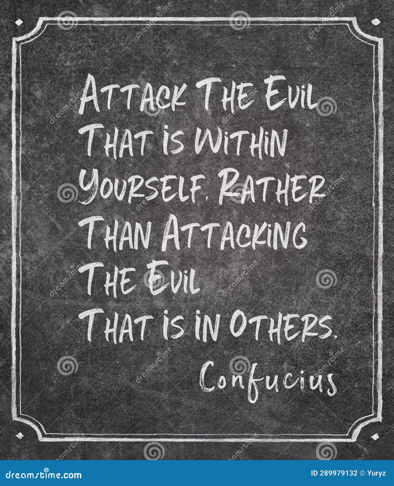 Attack the Evil Confucius Quote Stock Photo - Image of authentic ...
