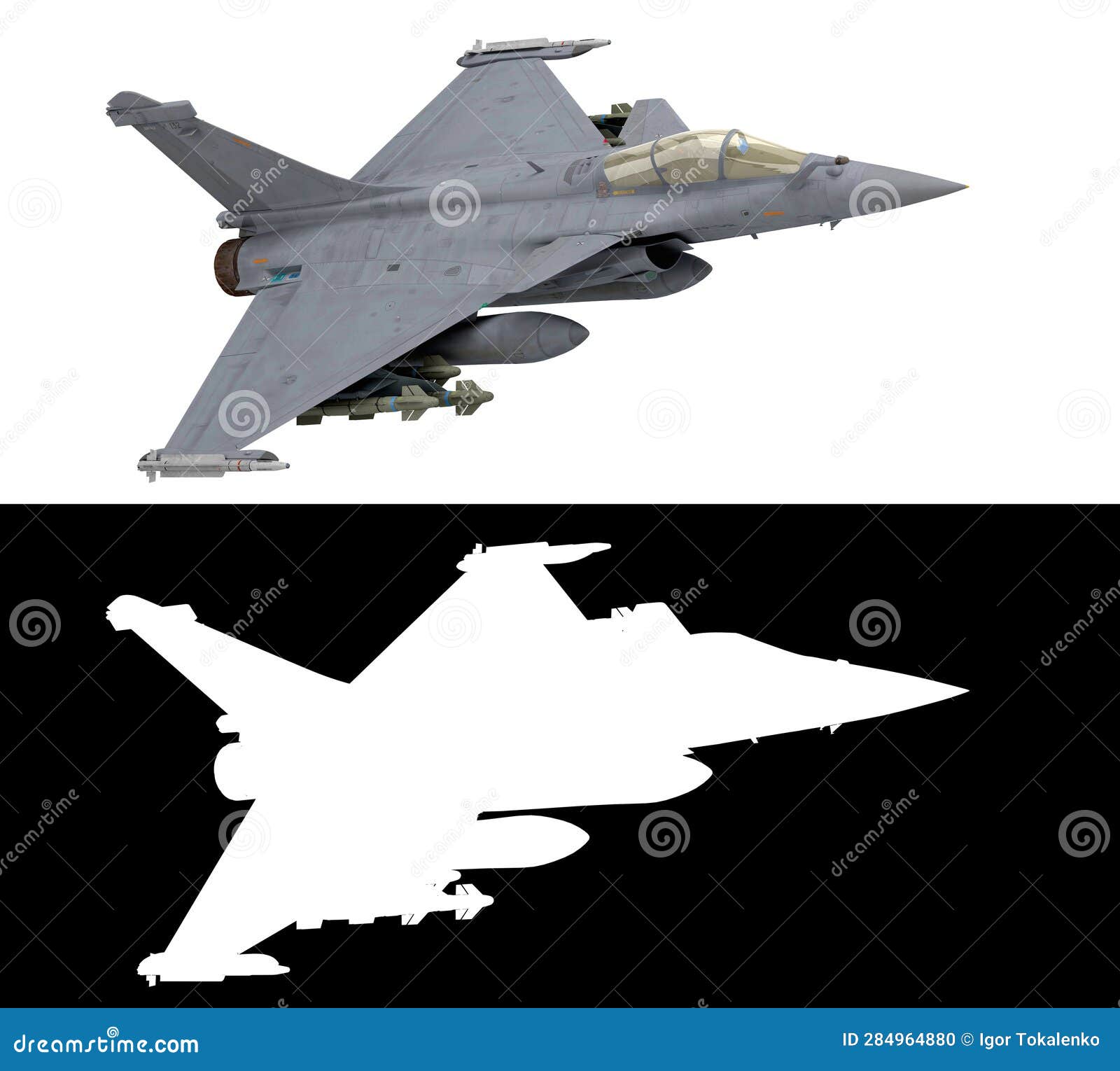 Attack Fighter Perspective View 3d Render On White With Alpha Royalty ...