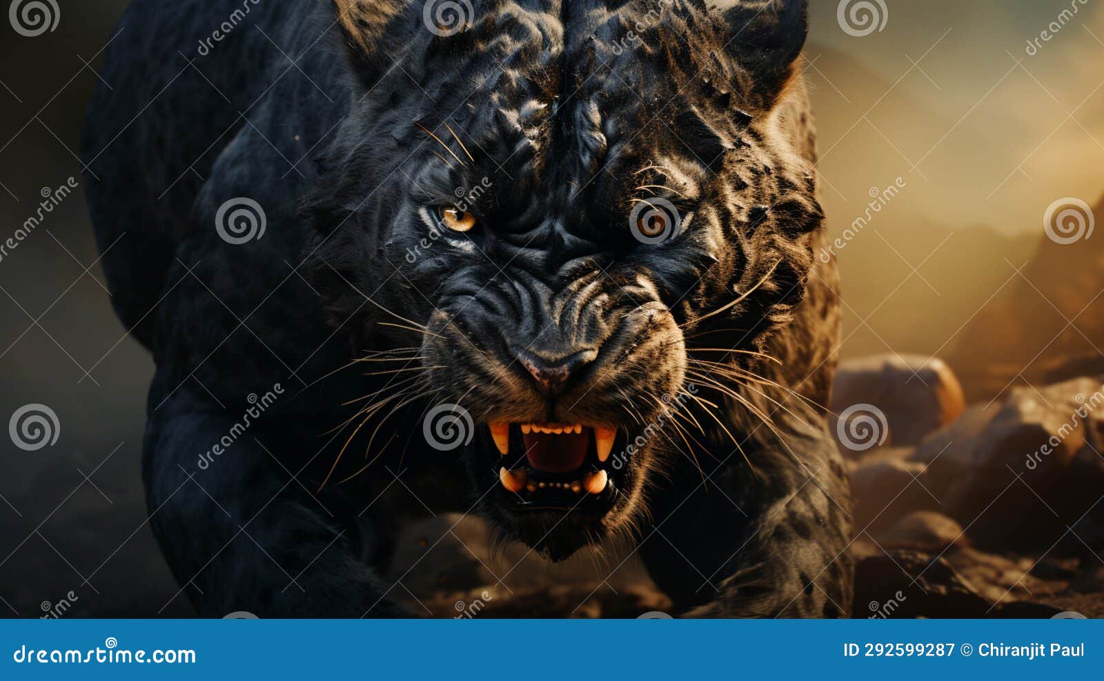 An Attack Panther Jumping on His Target Stock Illustration ...