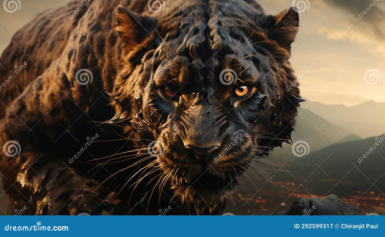 An Attack Panther Jumping on His Target Stock Image - Image of africa ...