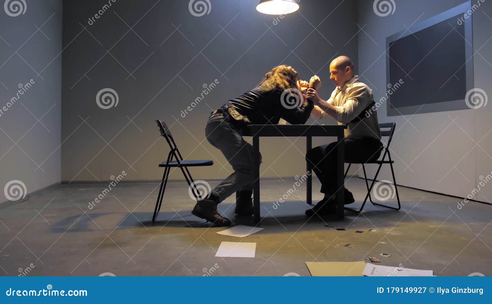 Attack on a Policeman during Interrogation Stock Image - Image of adult ...