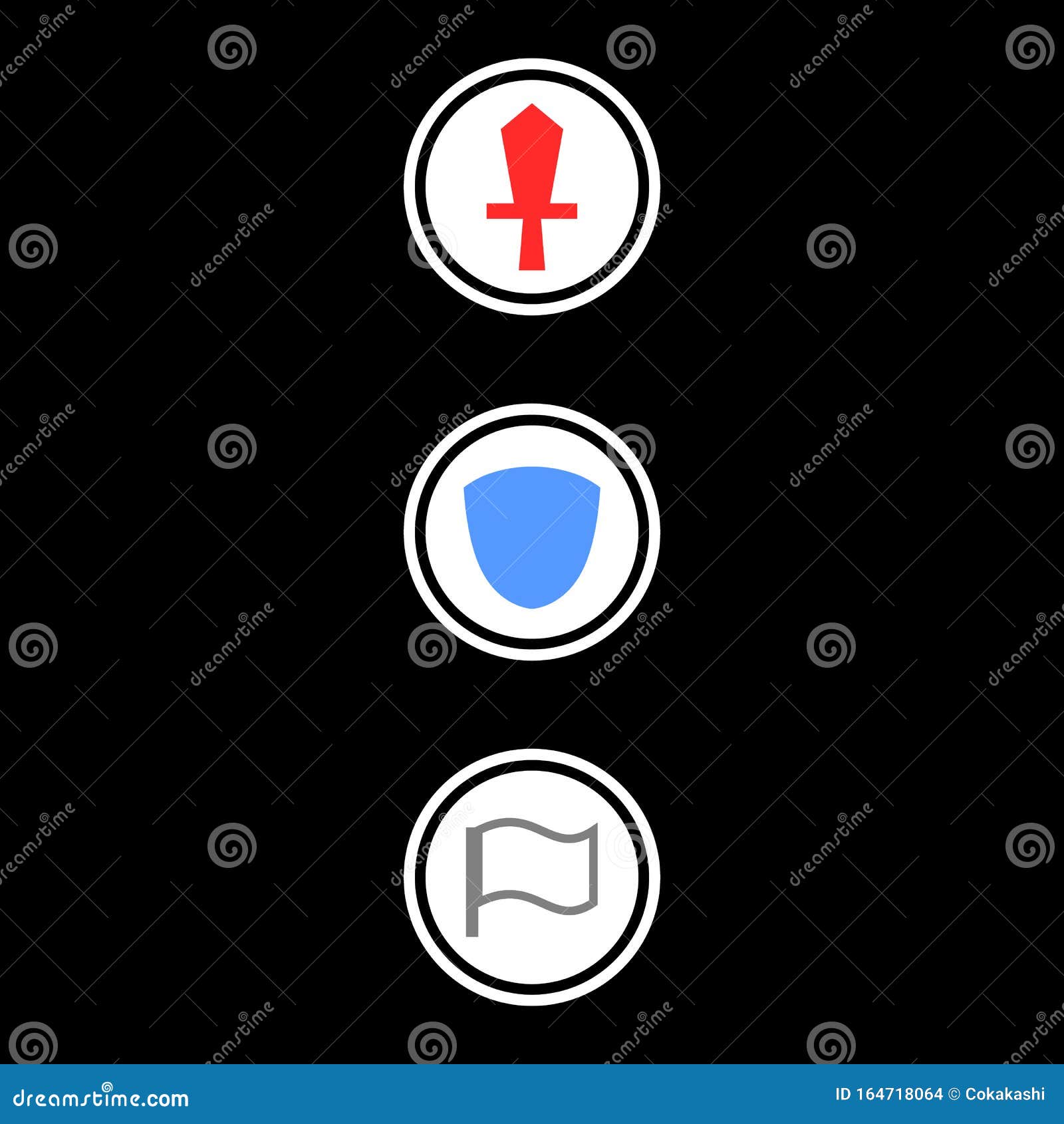 Attack, Protect and Give Up Icon Vector for Game, Simple Style ...