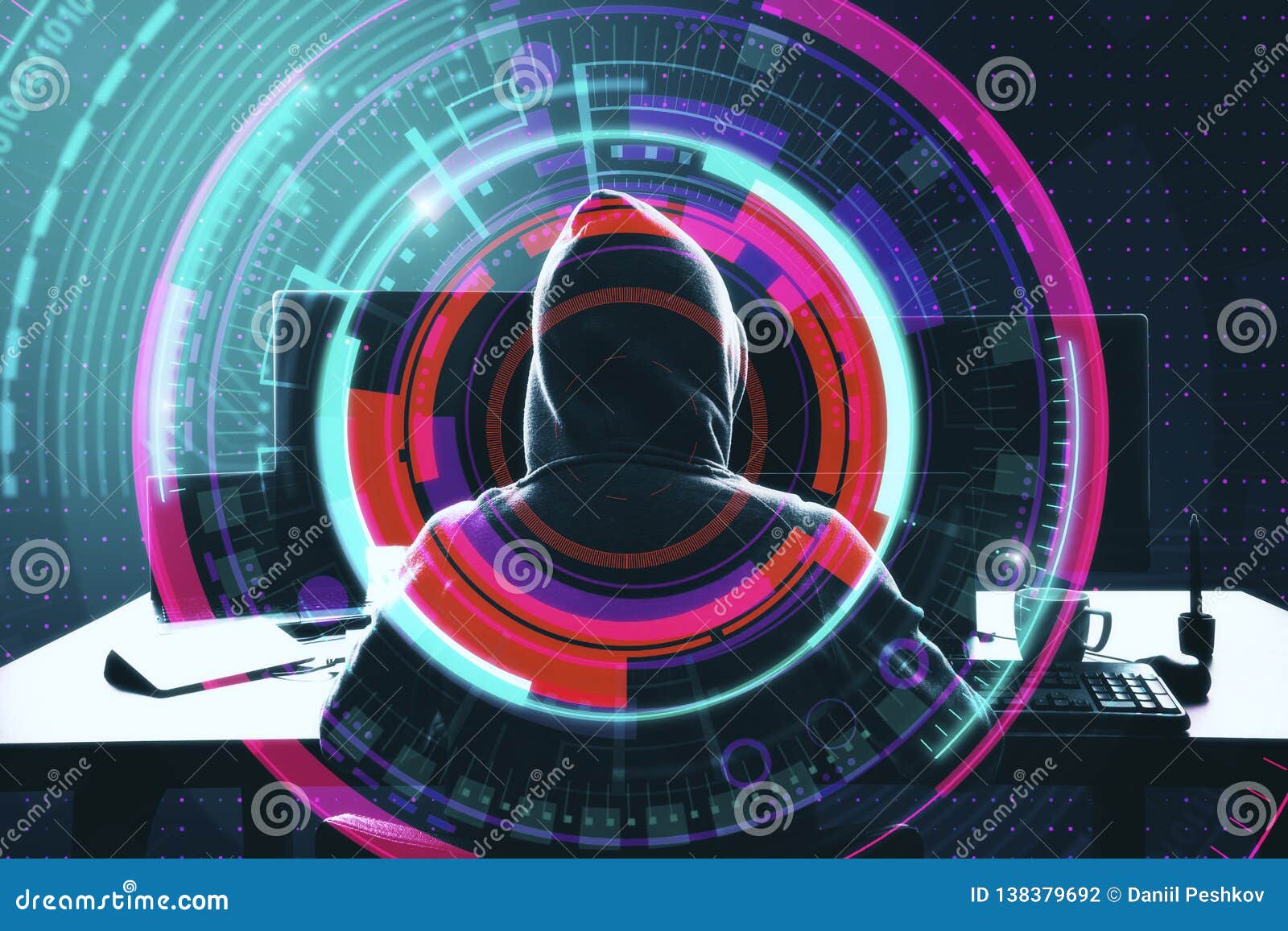 Attack and Technology Concept Stock Illustration - Illustration of data ...