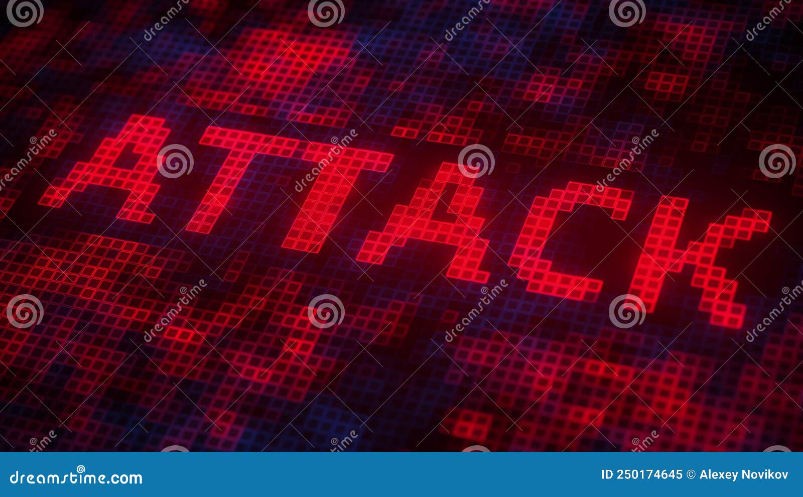 ATTACK Text Made of Pixels on the Screen, 3D Rendering Stock ...