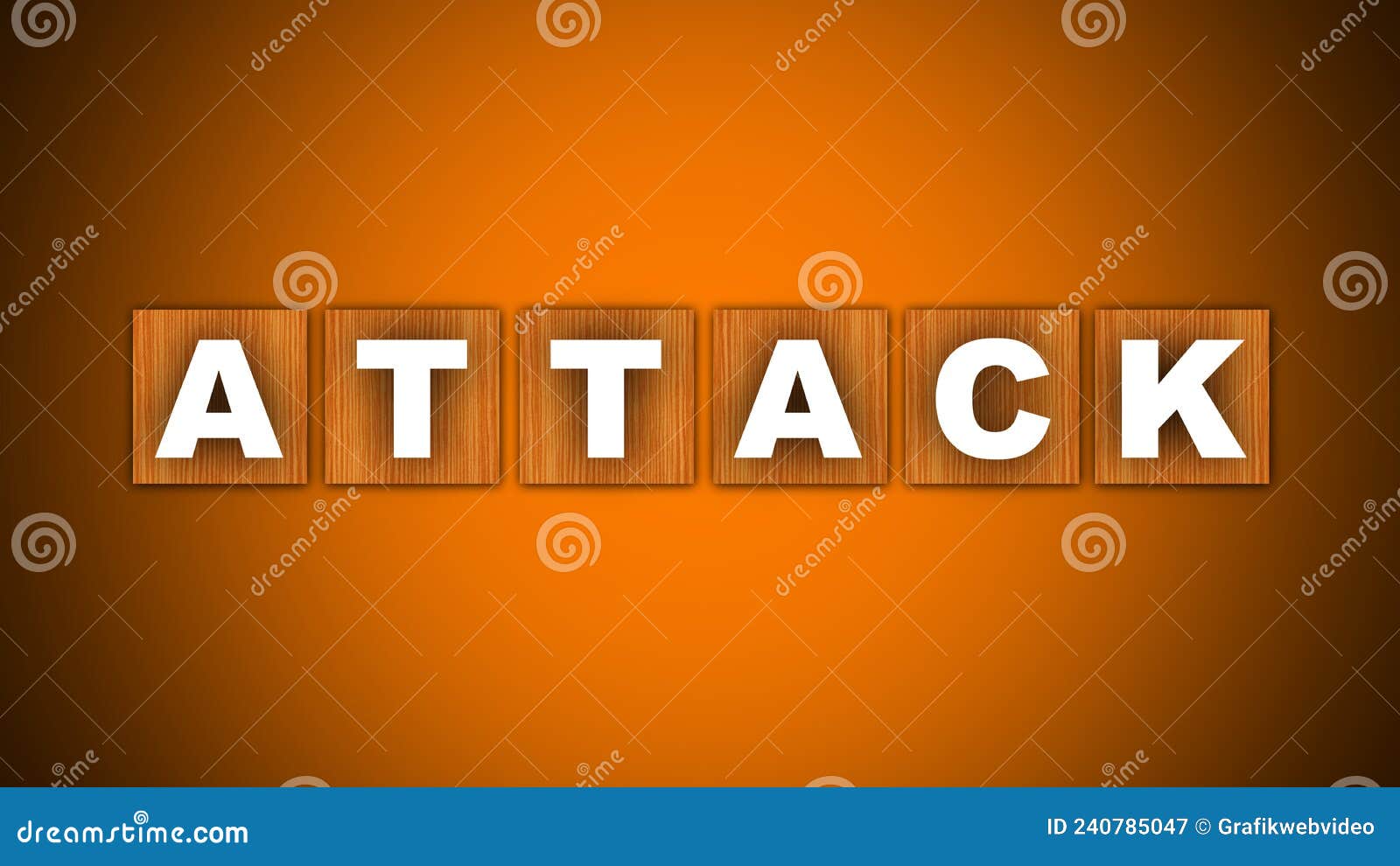 Attack Text Title - Square Wooden Concept - Orange Background - 3D ...