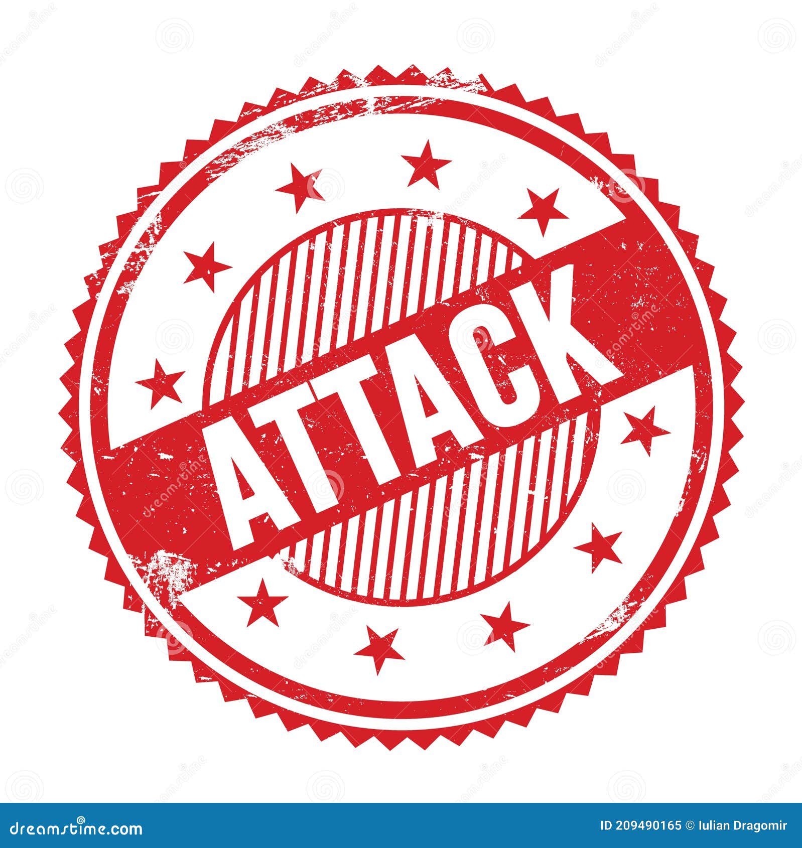 ATTACK Text Written on Red Grungy Round Stamp Stock Illustration ...