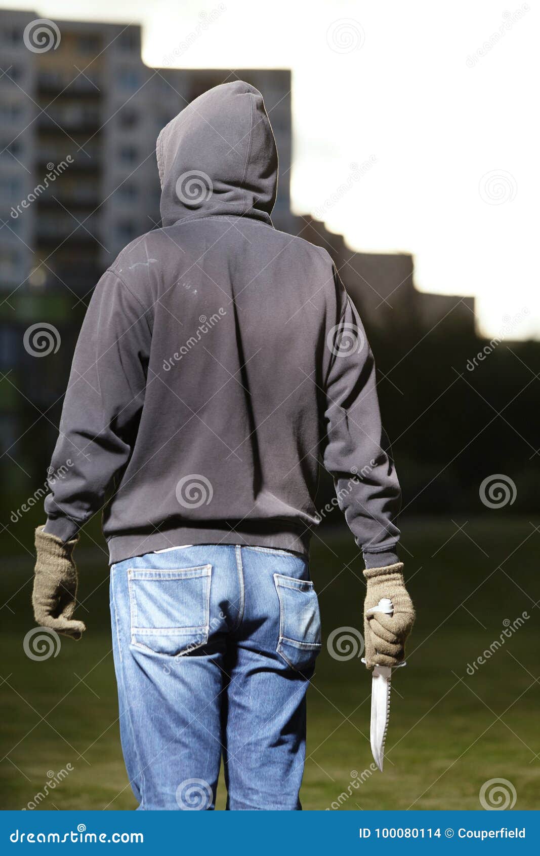 Attacker with Fighting Knife Looking for a Victim Stock Photo - Image ...