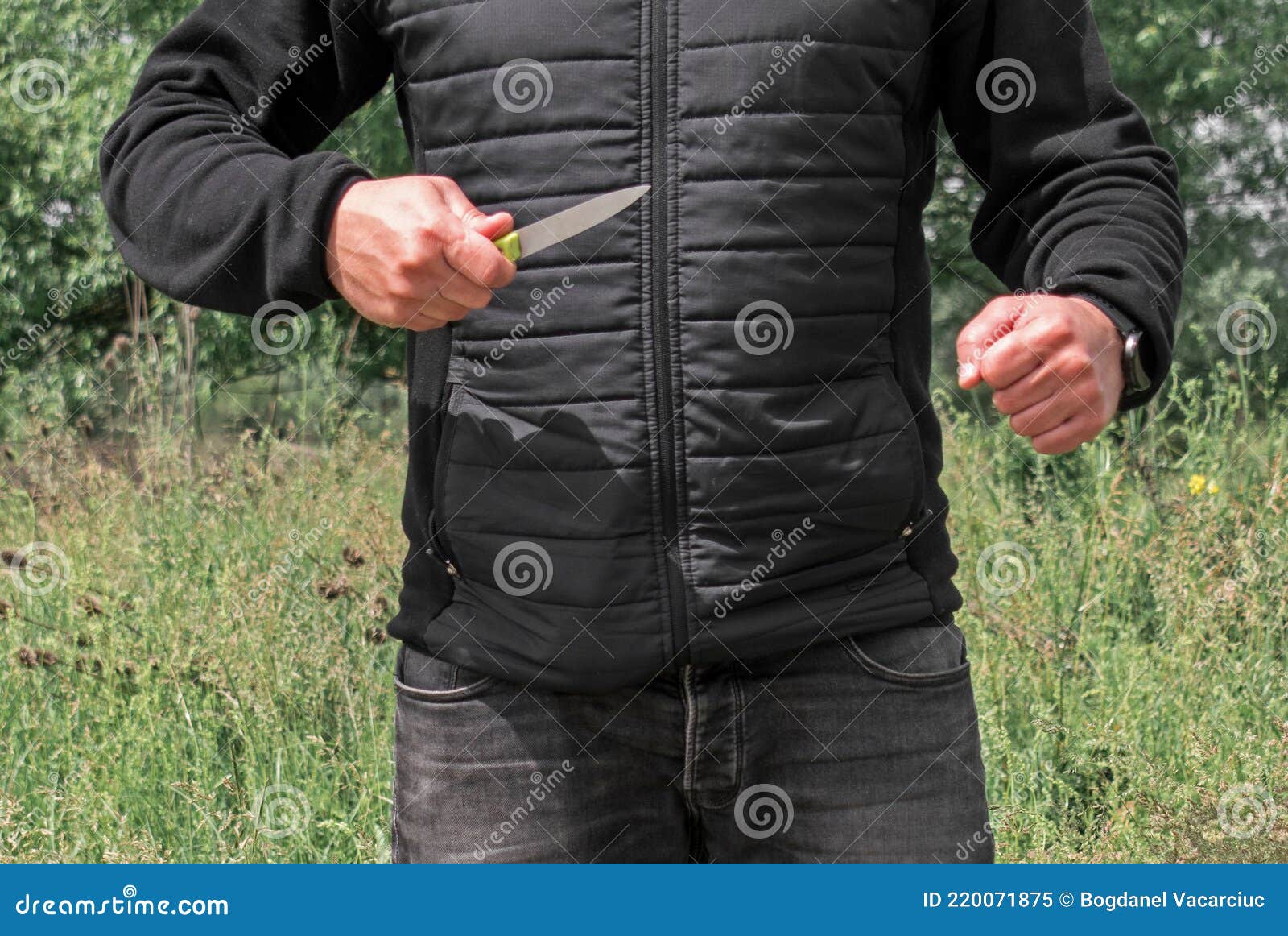Attacker with Knife in Hand. Criminal Attack - Concept Stock Image ...