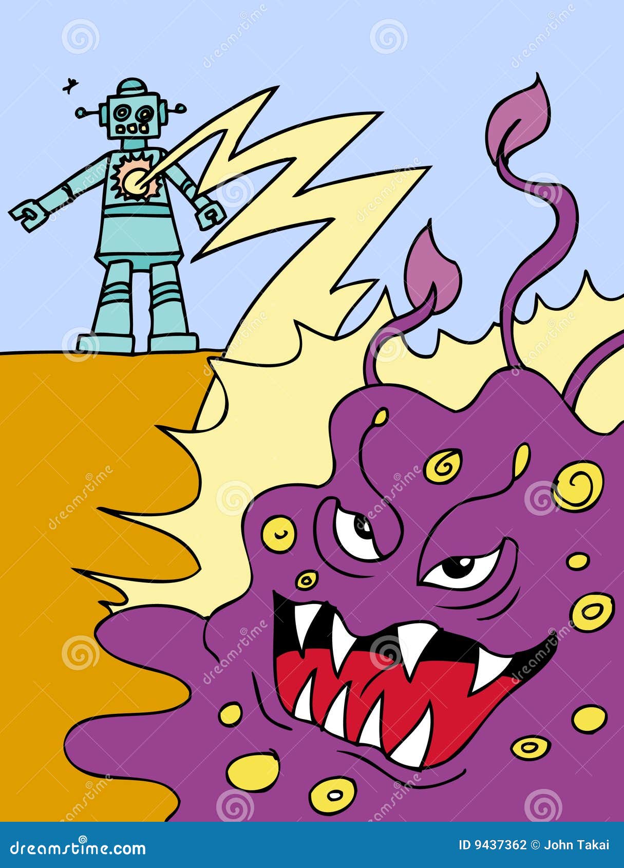 Attacking Robot stock vector. Illustration of attack, design - 9437362