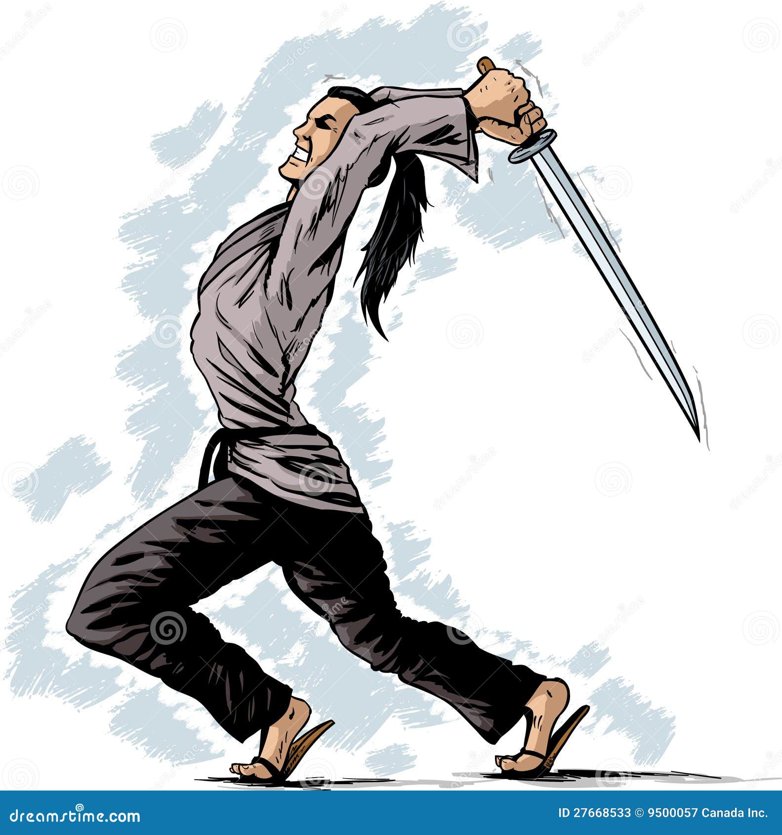 Attacking Samurai stock illustration. Illustration of robe - 27668533