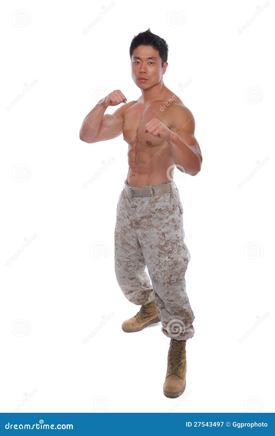 Attacking Stance Muscular Marine in Uniform Stock Image - Image of ...