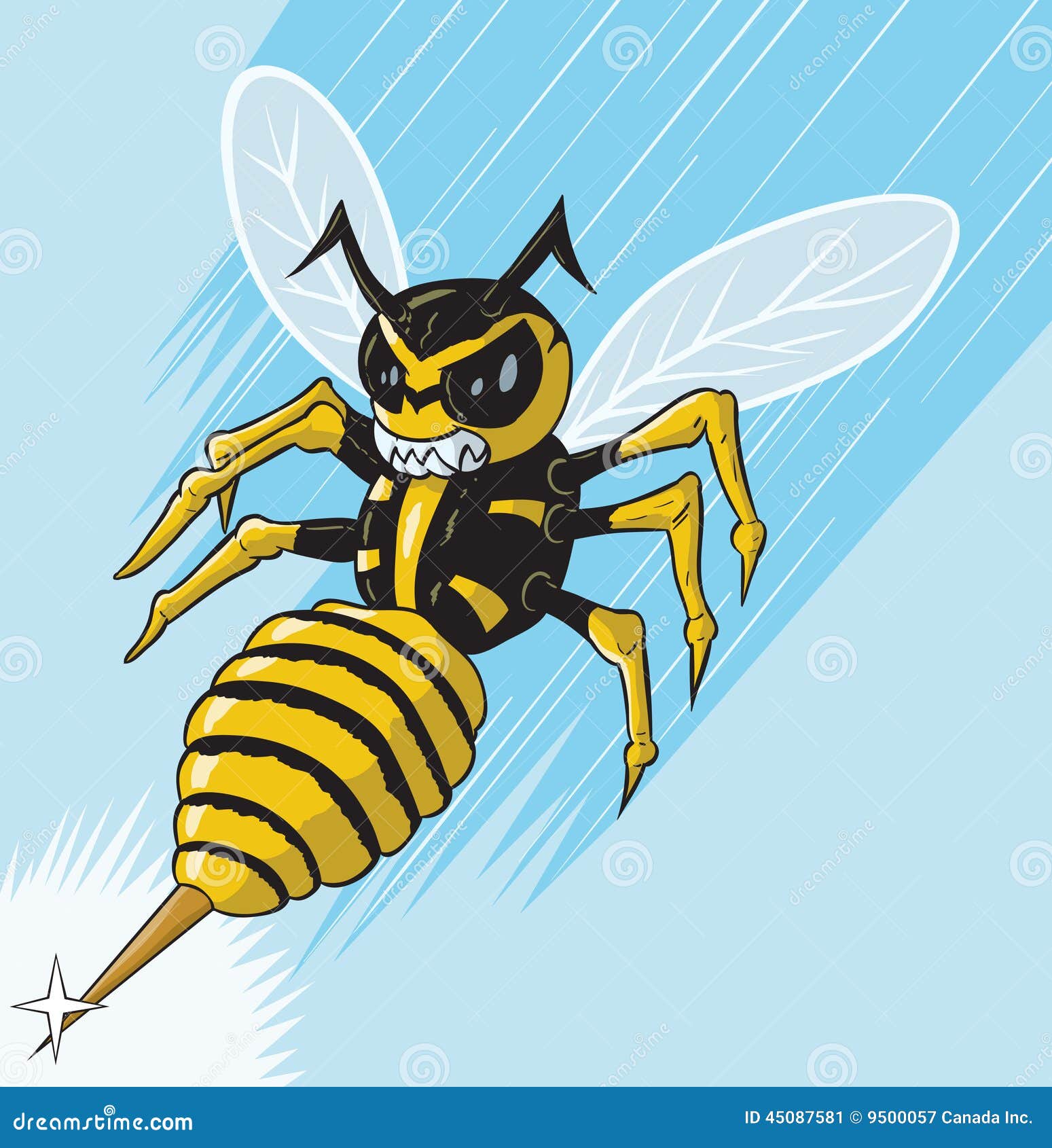 Attacking wasp stock vector. Illustration of wasp, yellow - 45087581
