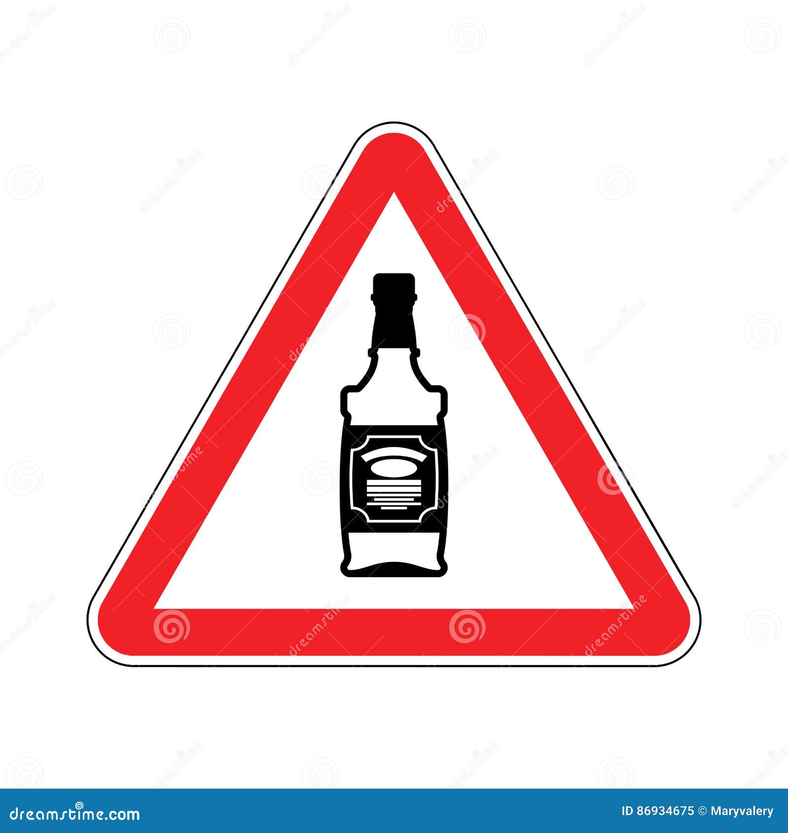 Attention Alcohol. Bottle of Whiskey on Red Triangle Stock Vector ...