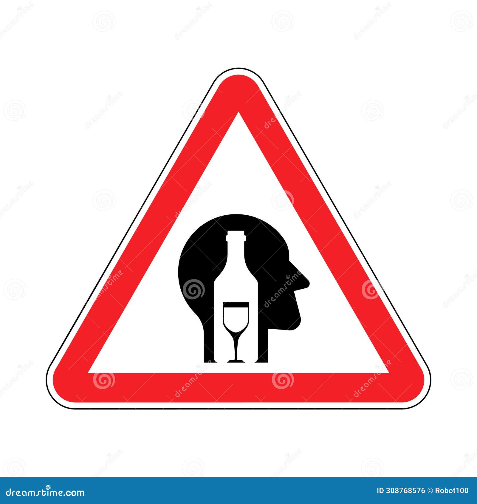 Attention Alcoholism. Red Road Sign Stock Vector - Illustration of ...