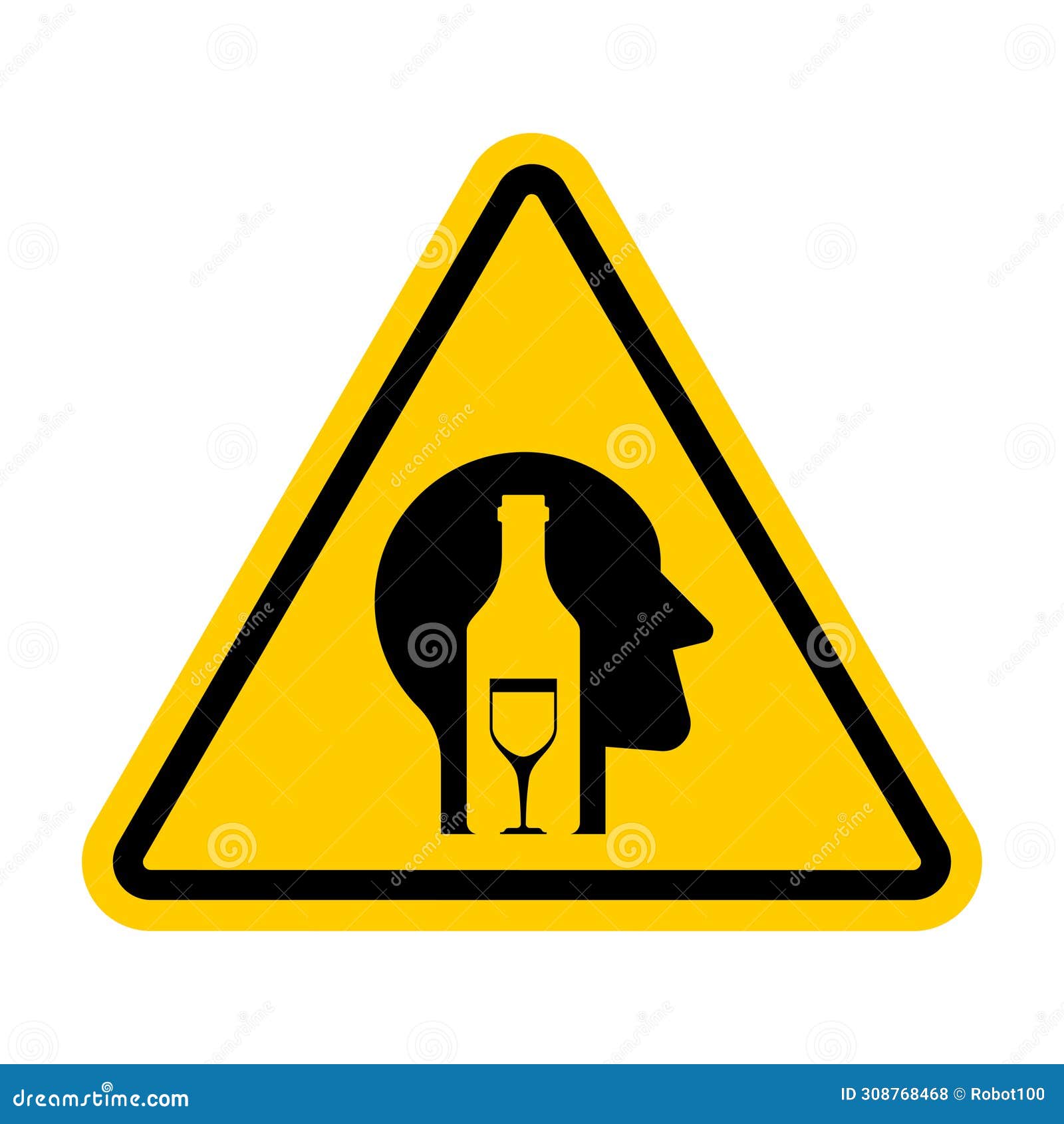 Attention Alcoholism. Yellow Road Sign Stock Vector - Illustration of ...