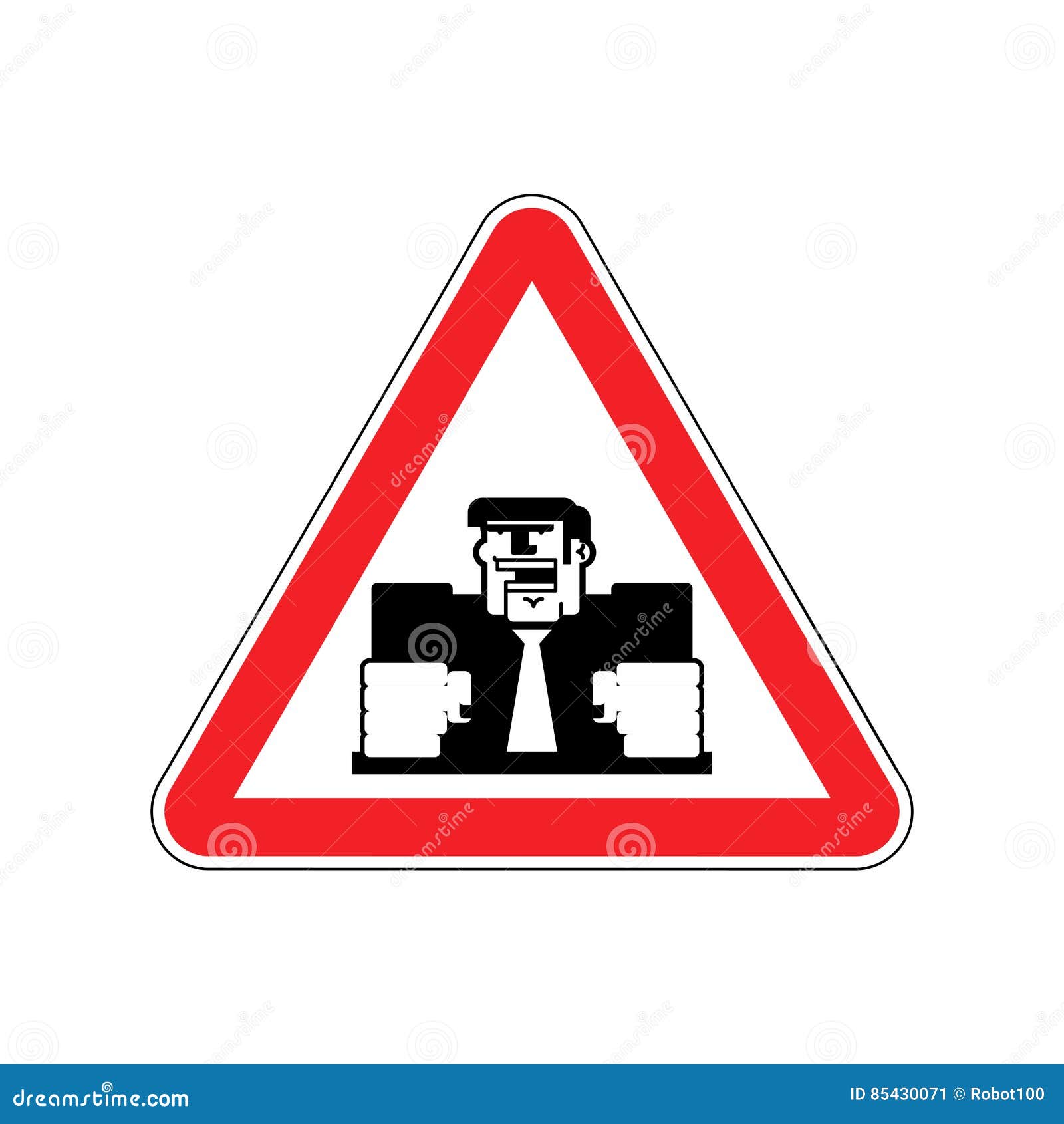 Attention Angry Boss. Chief To Red Triangle Stock Vector - Illustration ...