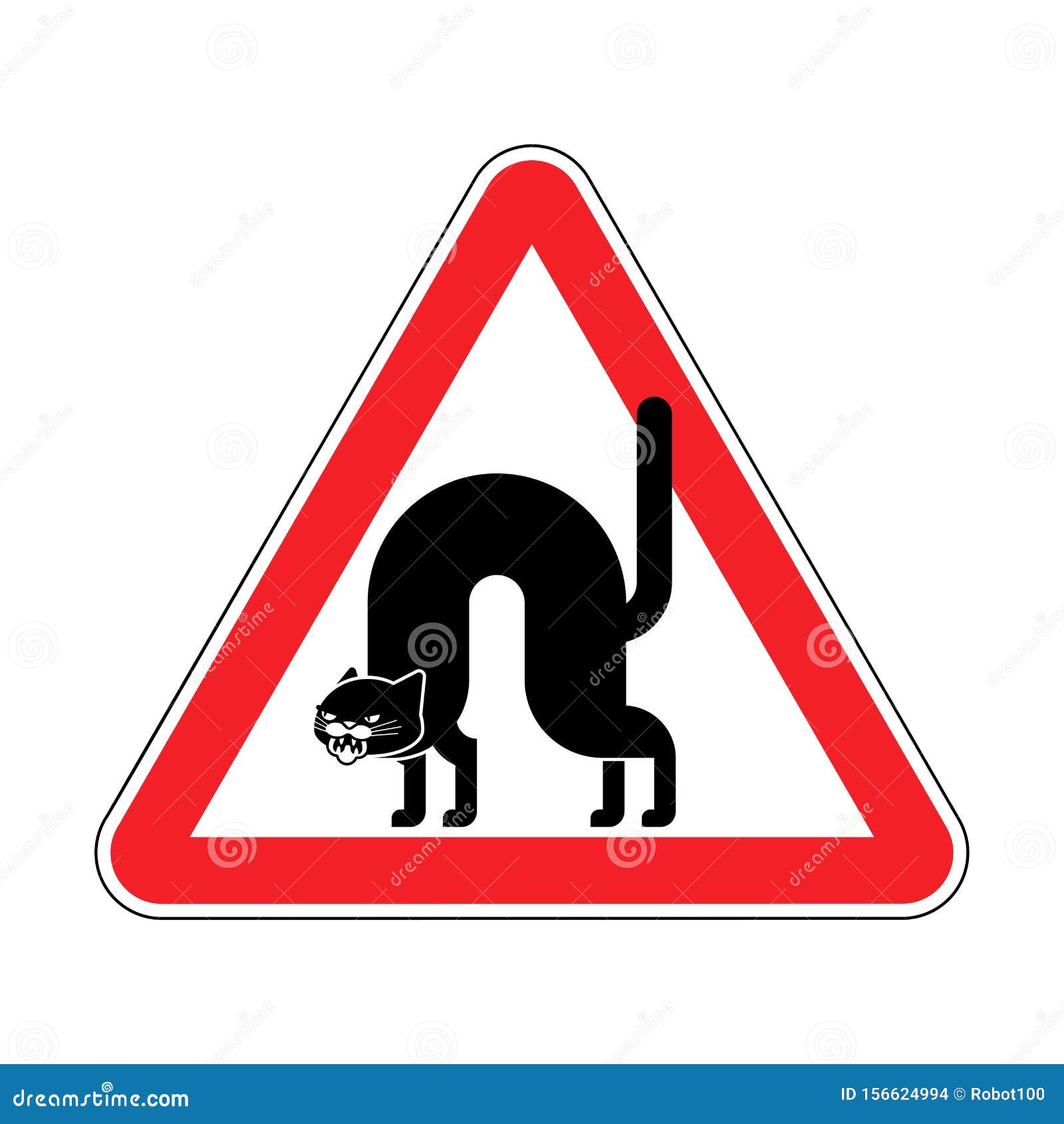 Attention Angry Cat. Caution Attacker Pet Bully Stock Vector ...