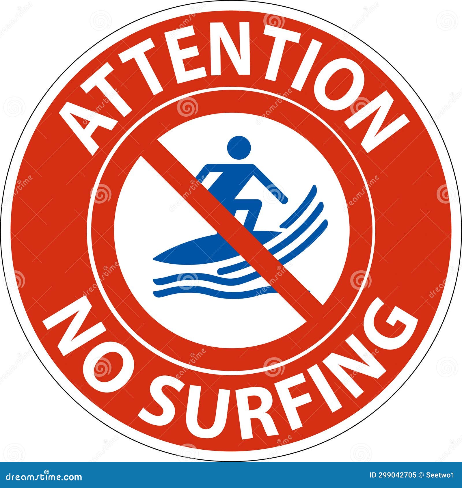 Attention Beach Safety Sign No Surfing Stock Vector - Illustration of ...