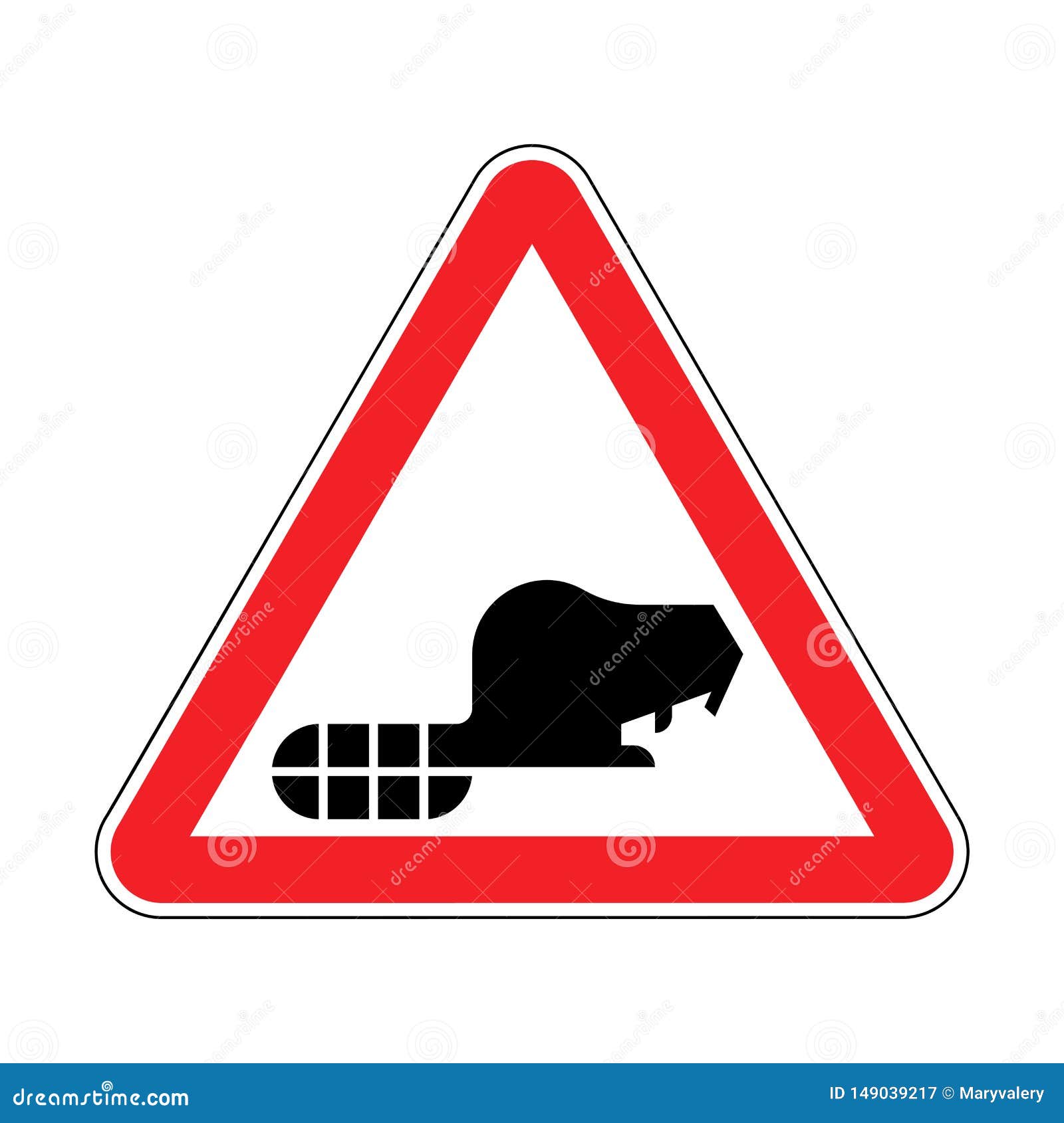 Attention Beaver. Warning Red Road Sign Stock Vector - Illustration of ...
