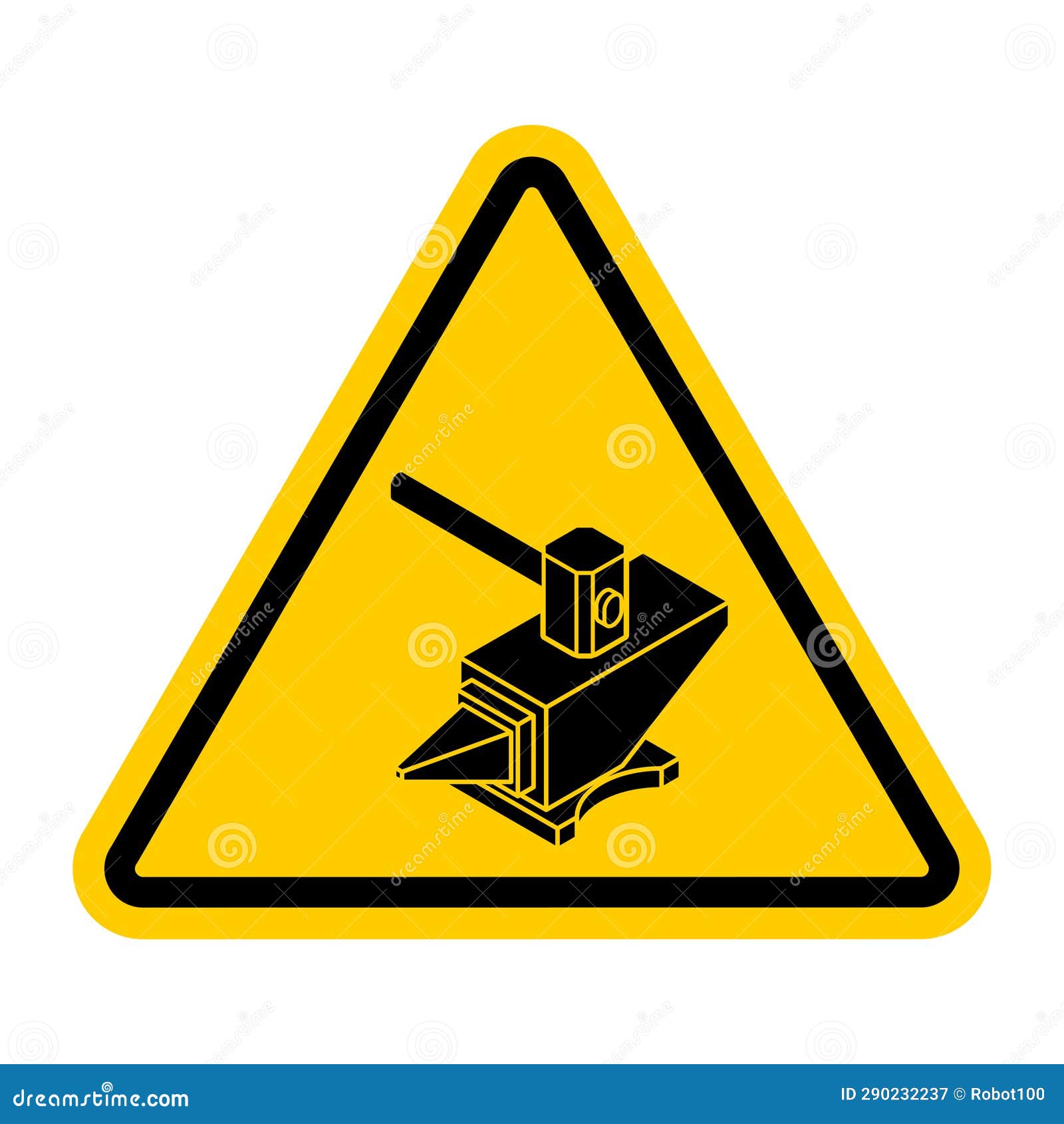 Attention Blacksmith! Caution Hammer and Anvil! Yellow Triangular Road ...