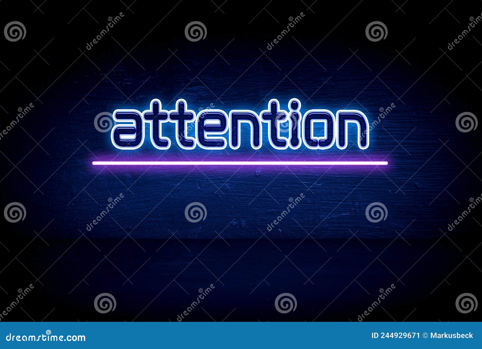Attention - Blue Neon Announcement Signboard Stock Illustration ...