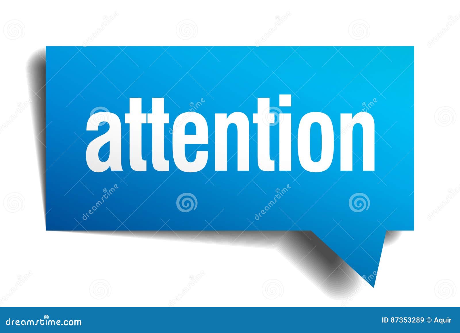 Attention Blue Paper Speech Bubble Stock Vector - Illustration of ...