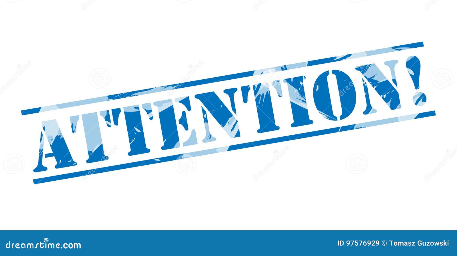 Attention blue stamp stock illustration. Illustration of button - 97576929