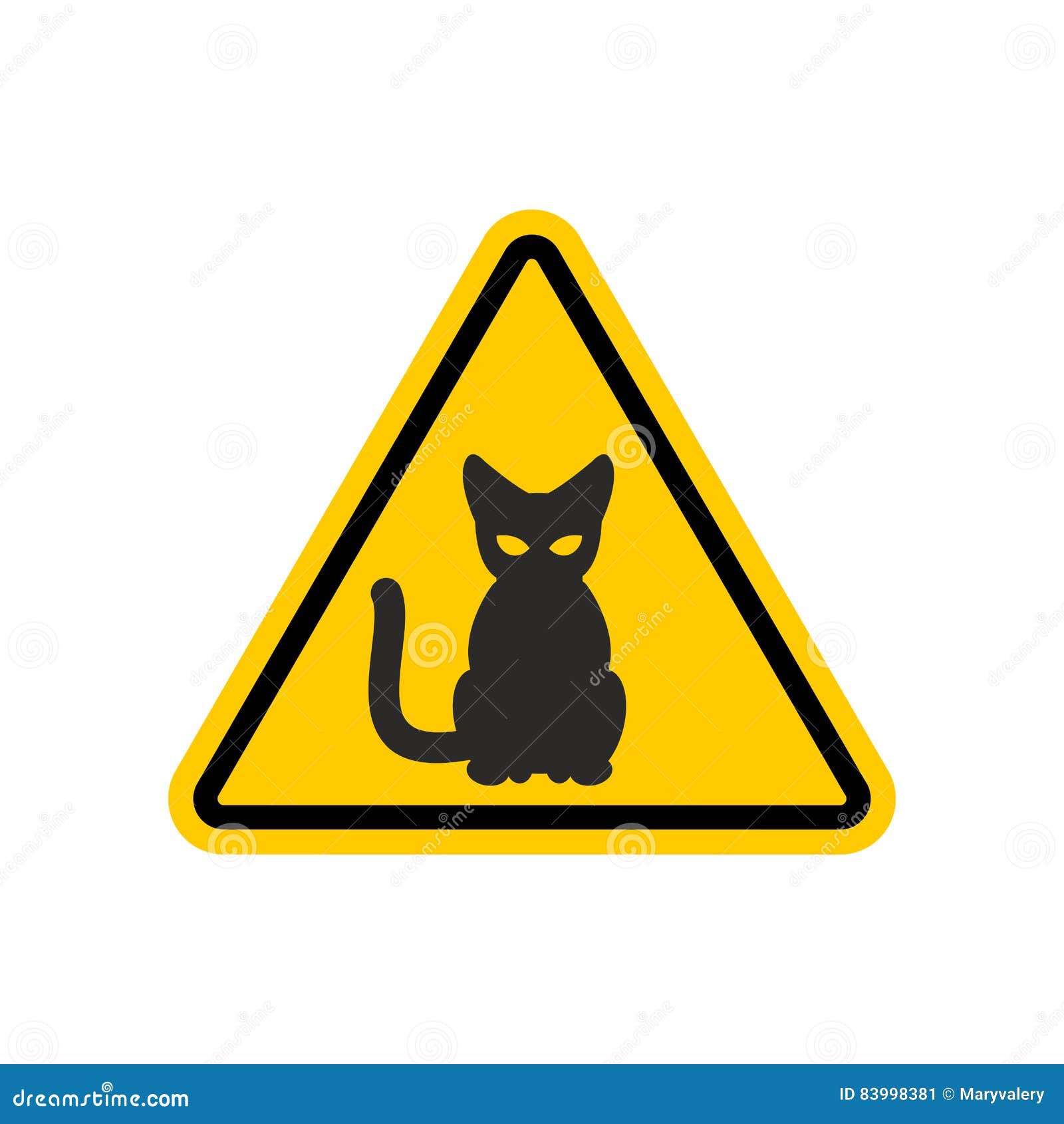 Attention Cat. Danger Yellow Road Sign Stock Vector - Illustration of ...