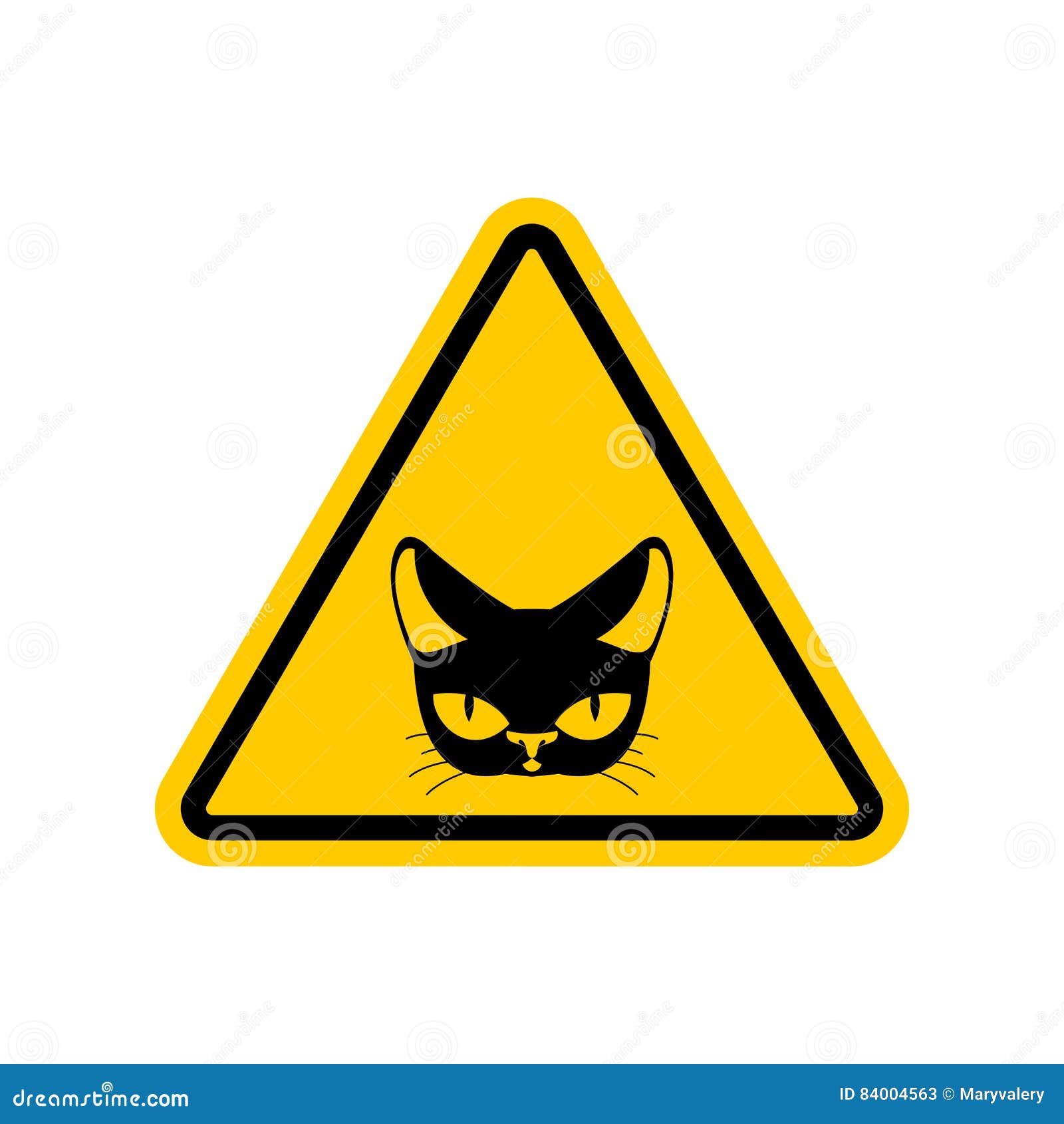Attention Cat. Danger Yellow Road Sign Stock Vector - Illustration of ...