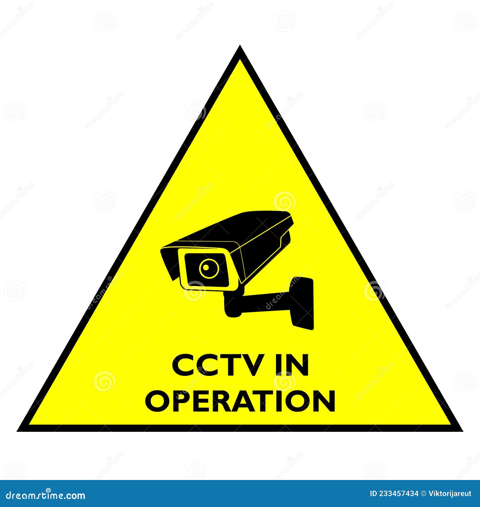 Attention Cctv in Operation Yellow Sign Stock Vector - Illustration of ...