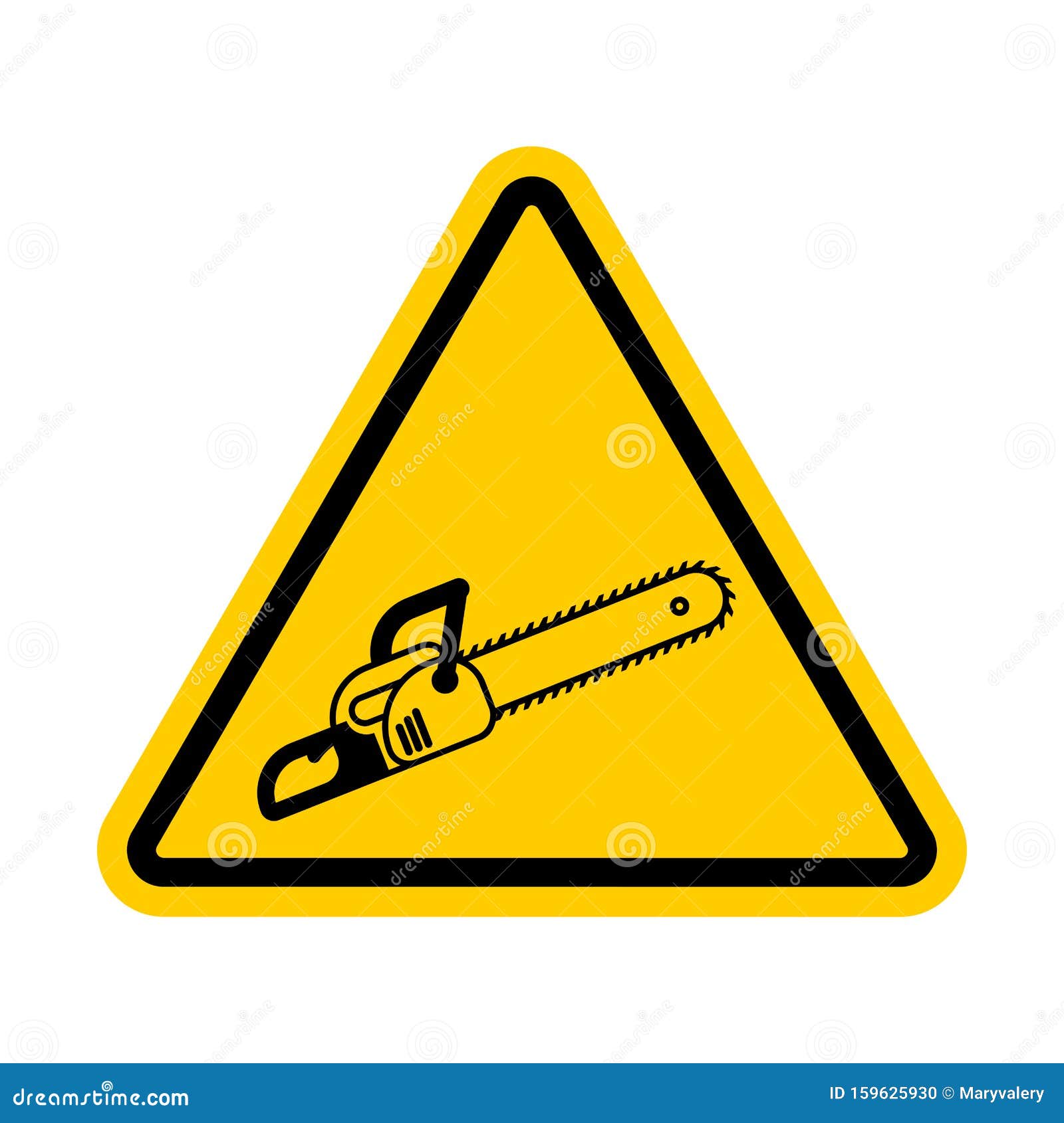 Attention Chainsaw. Warning Yellow Road Sign Stock Vector ...