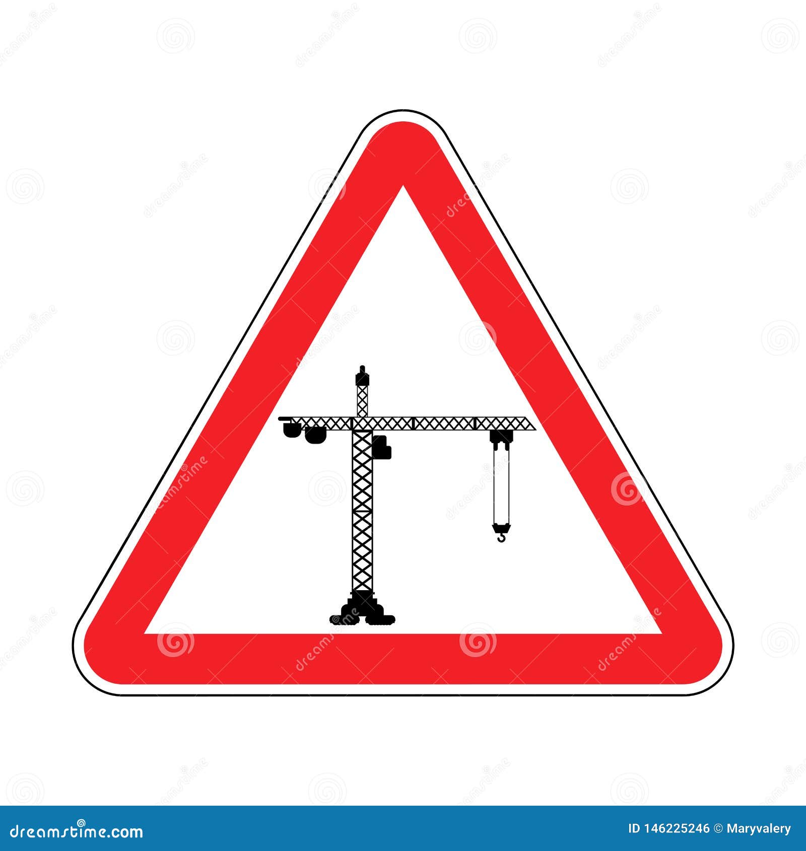 Attention Construction Sign With Heavy Block On Crane Hook Symbol ...
