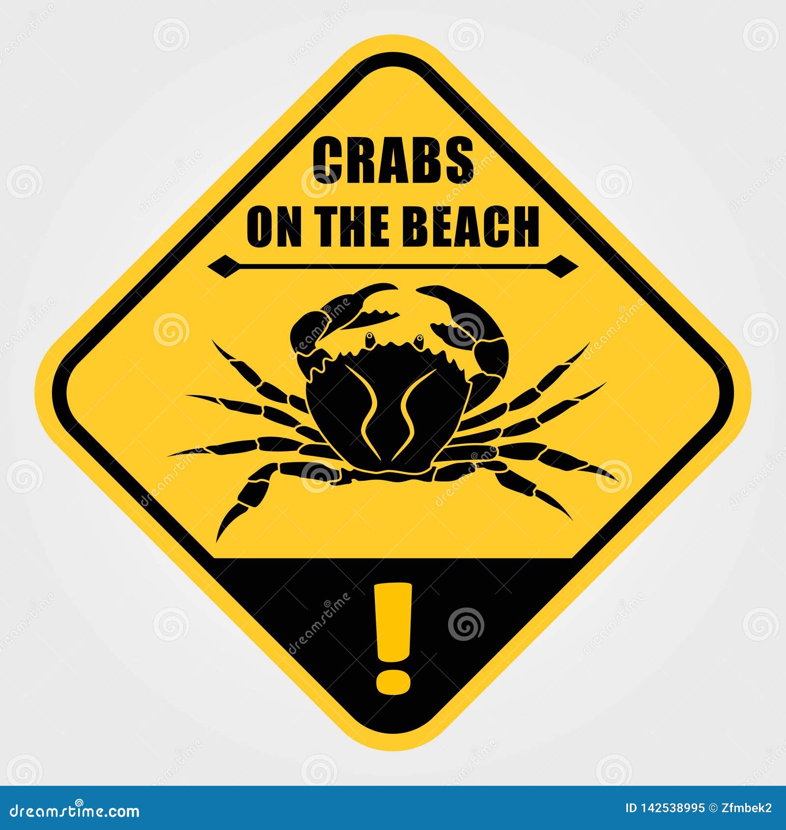 Attention Crabs on the Beach. Yellow Sign Stock Vector - Illustration ...
