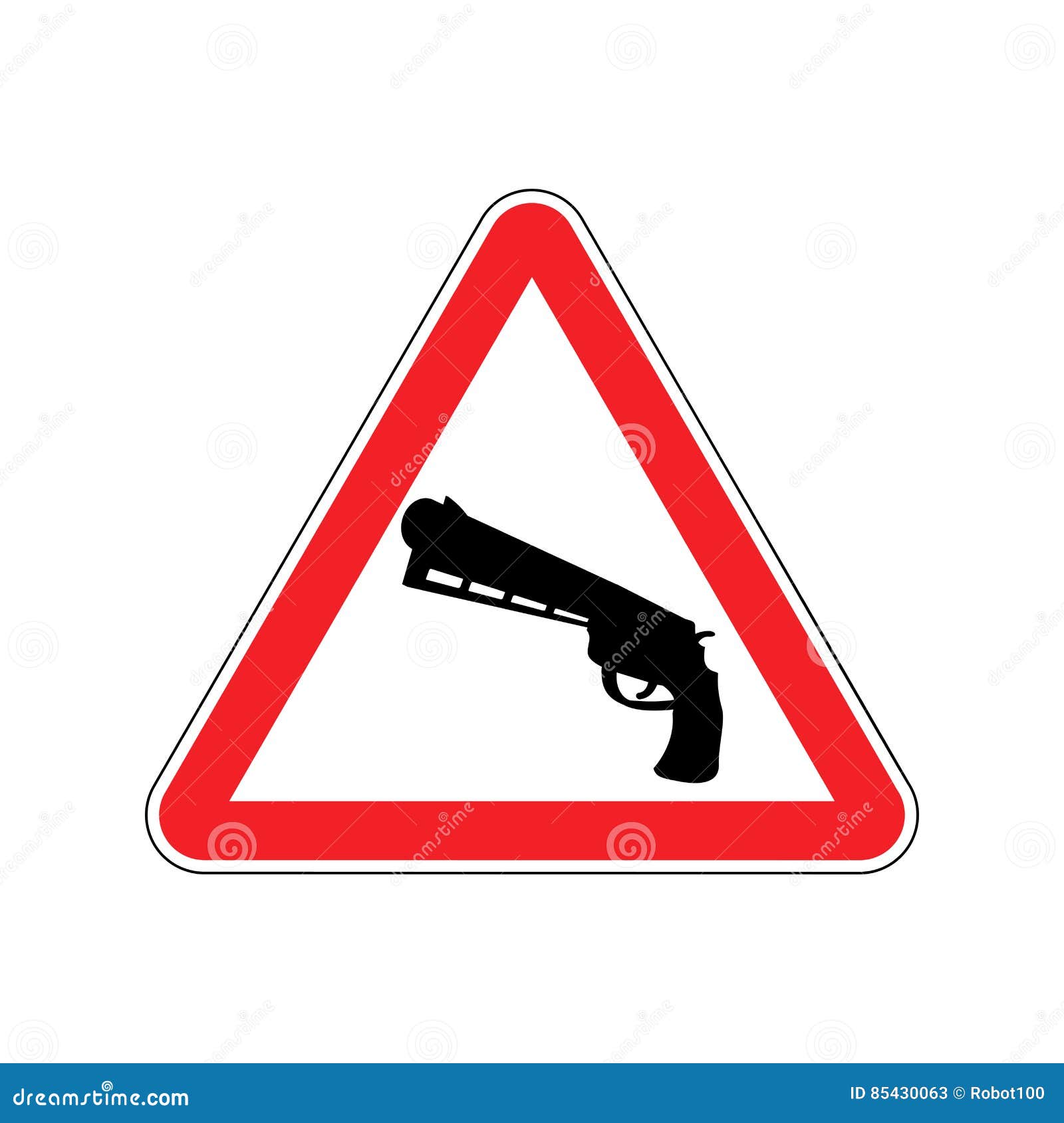 Attention Crime. Gun in Red Triangle Stock Vector - Illustration of ...