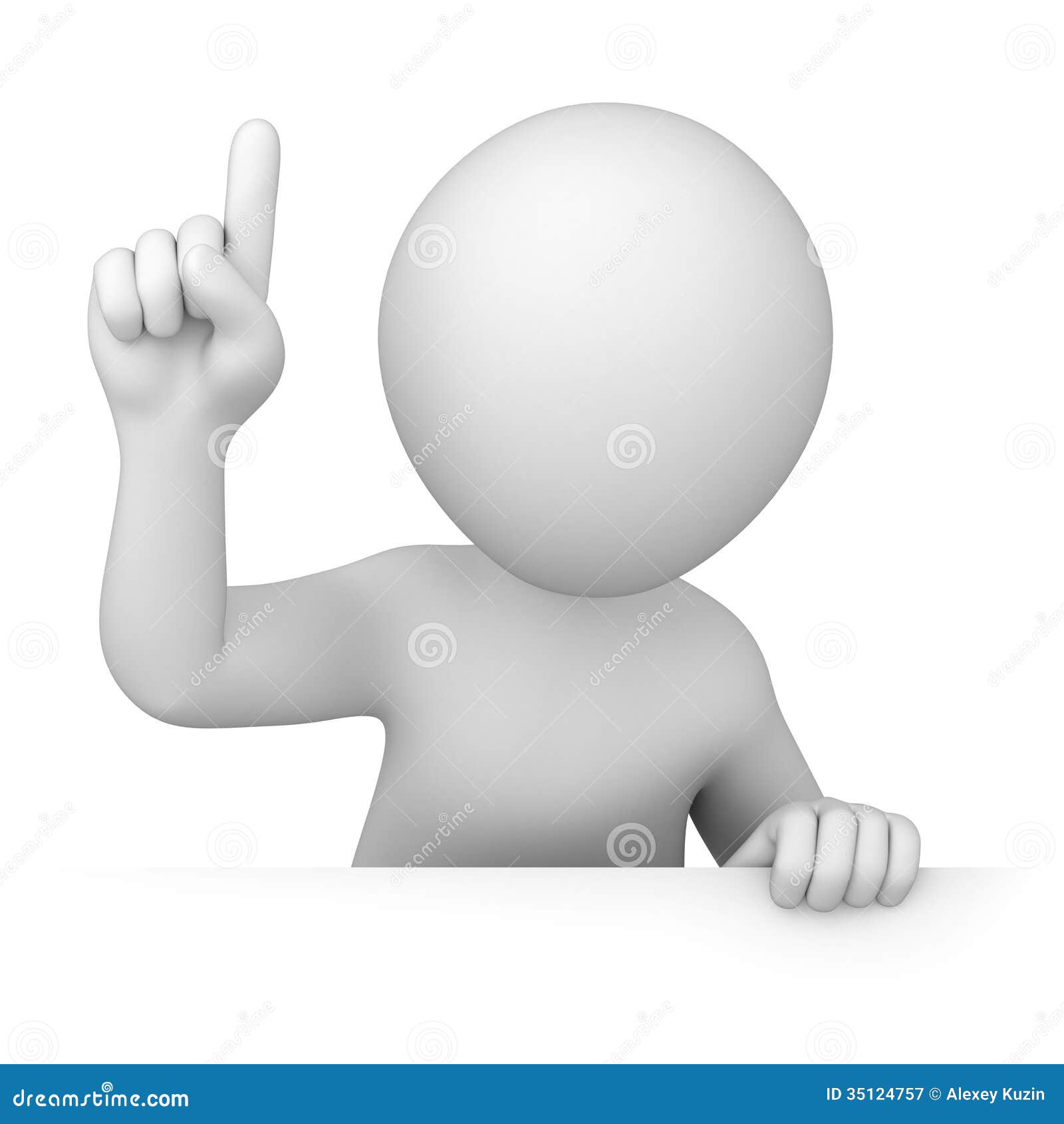 Attention! 3d Human Points Finger Up Stock Illustration - Illustration ...