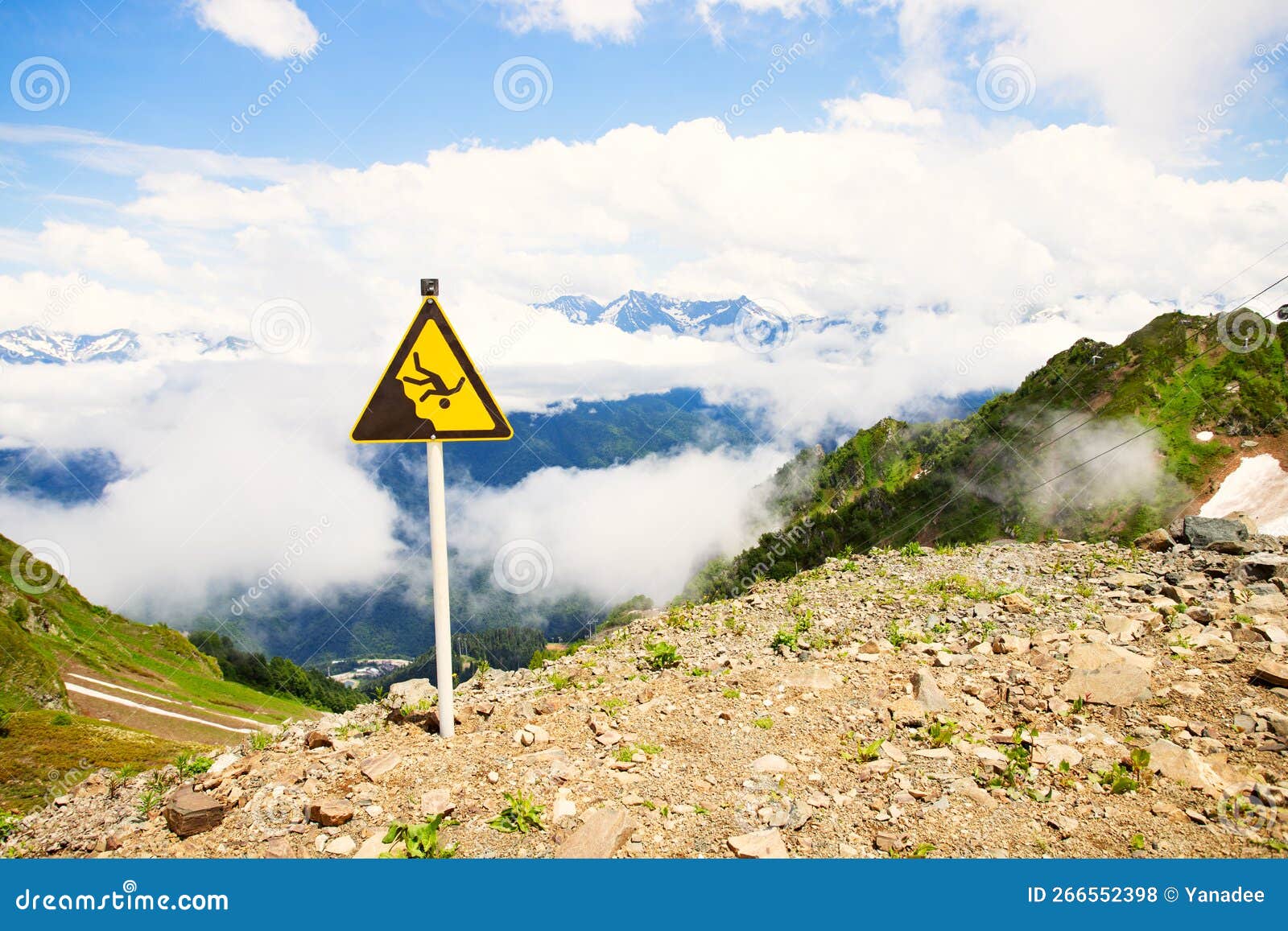 Attention Danger, Falling from a Height, Cliff, Warning Sign in the ...