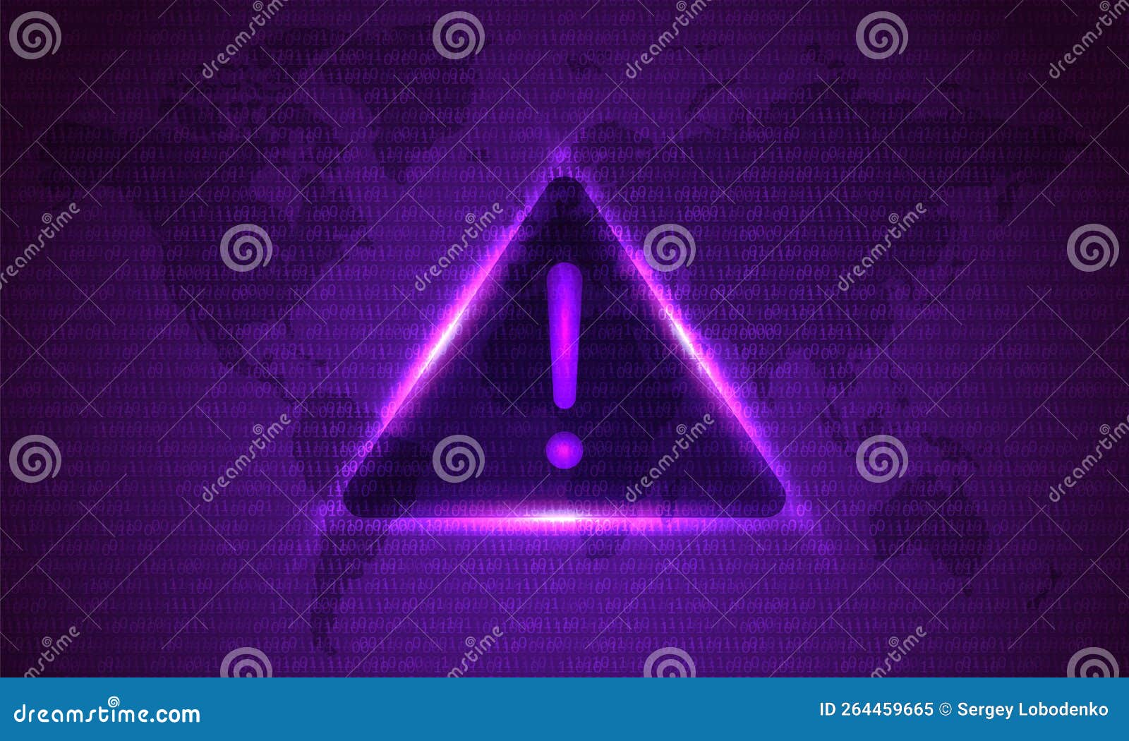 Attention Danger Hacking. Symbol on Map Dark Purple Background ...