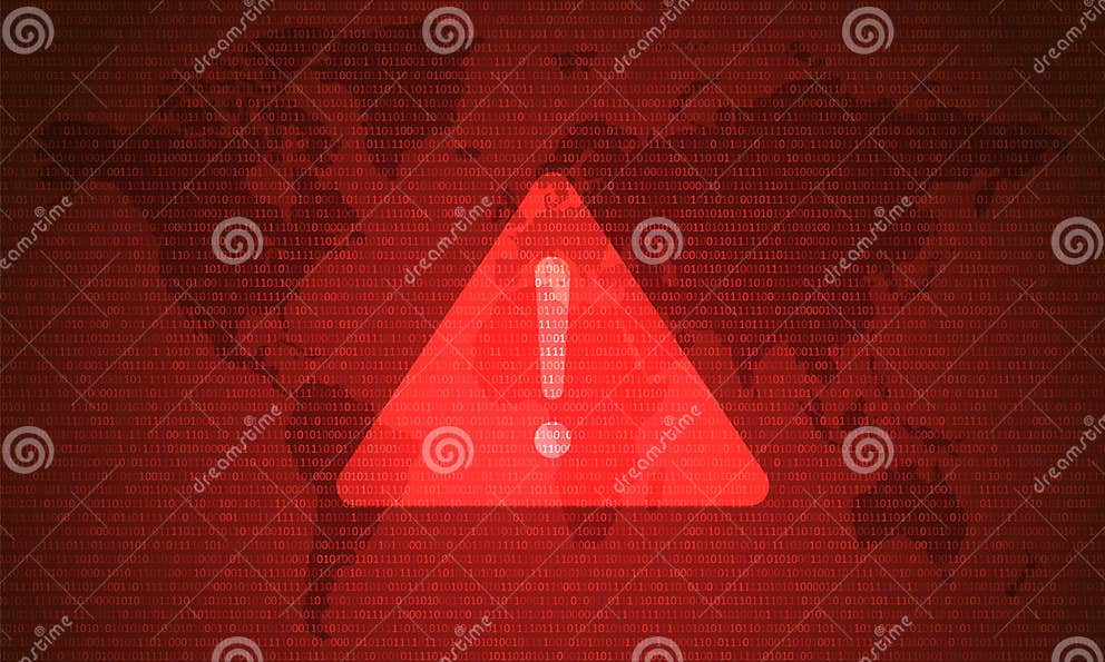 Attention Danger Hacking. Symbol on Map Dark Red Background. Security ...
