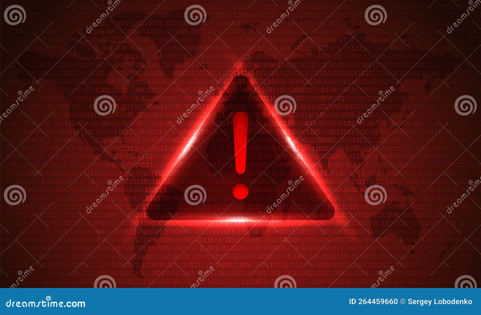 Attention Danger Hacking. Symbol on Map Dark Red Background. Security ...