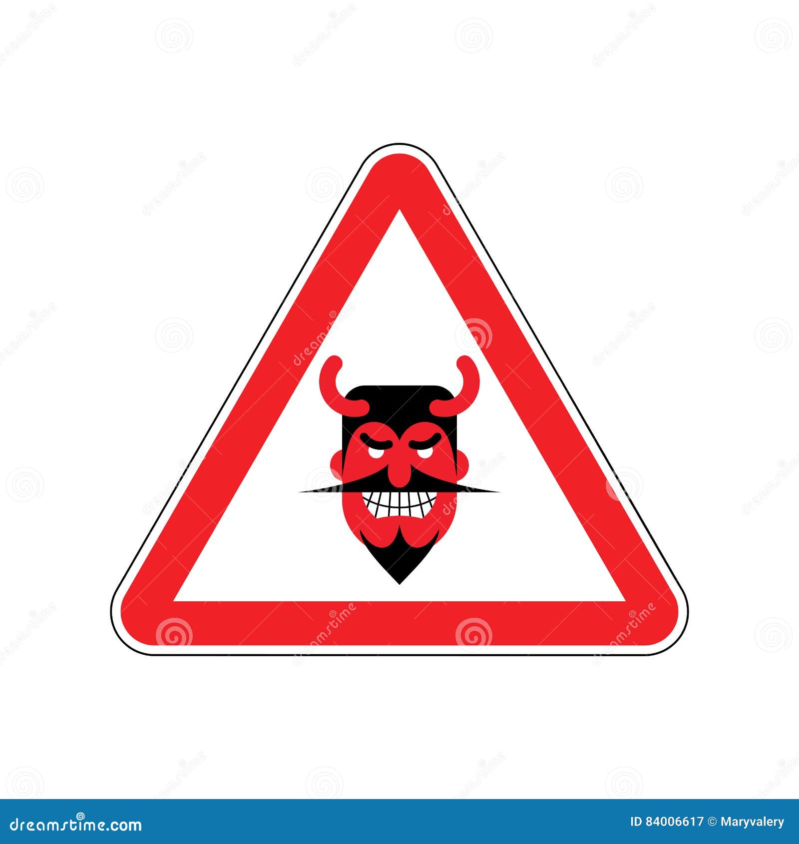 Devil Hazard Warning Attention Sign Sahaped Cartoon Vector Illustration ...