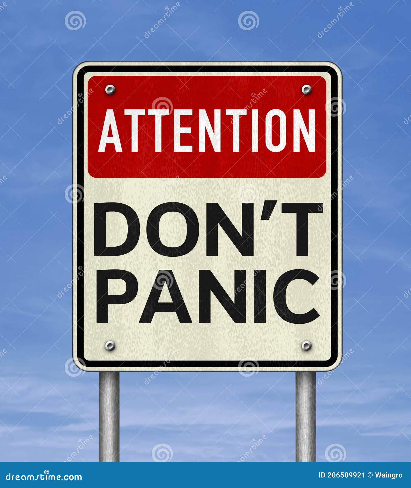 Attention Panic Sign. No Scared Man Holding His Head. Red Triangle Road ...