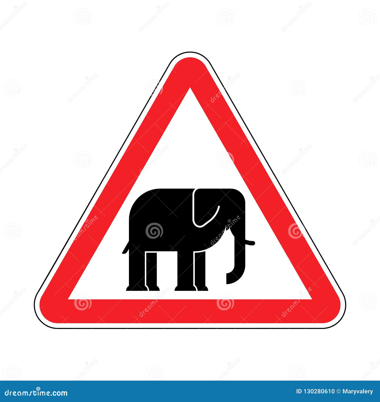 Beware Elephant Traffic Sign. Warning Traffic Sign On A White ... Beware Elephant Traffic Sign. Warning Traffic Sign On A White ...