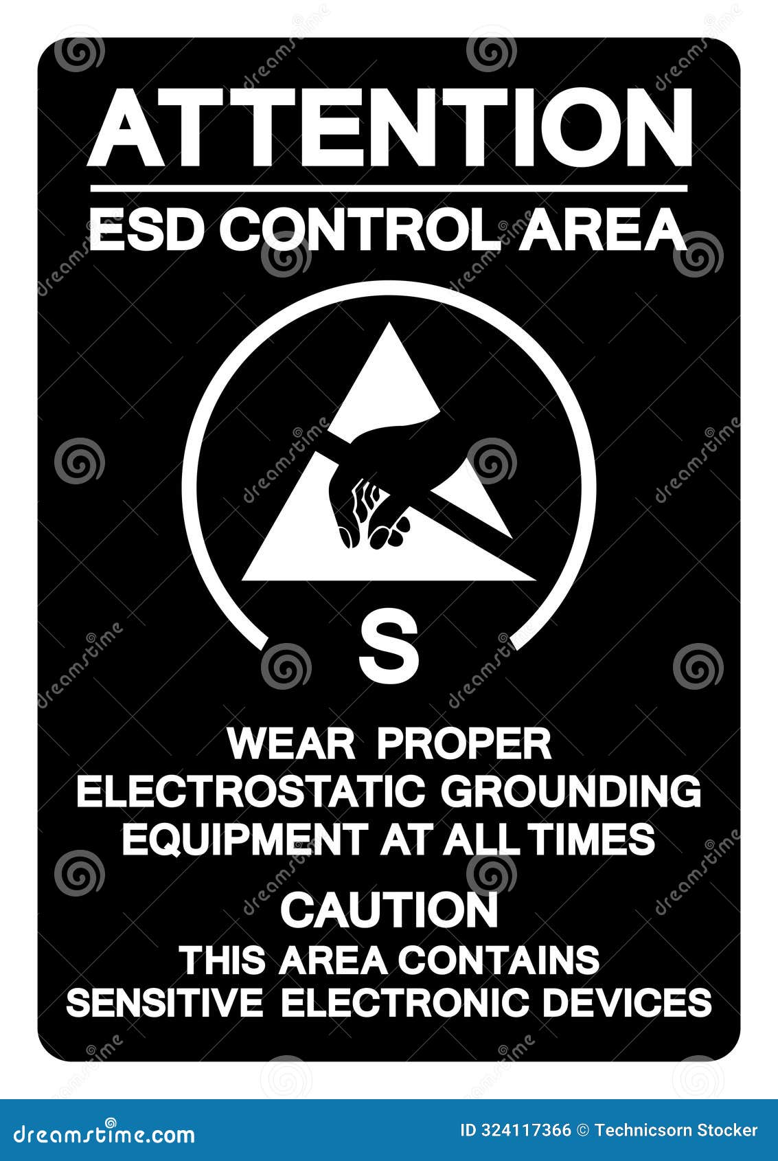 Attention ESD Control Area Symbol Sign, Vector Illustration, Isolated ...