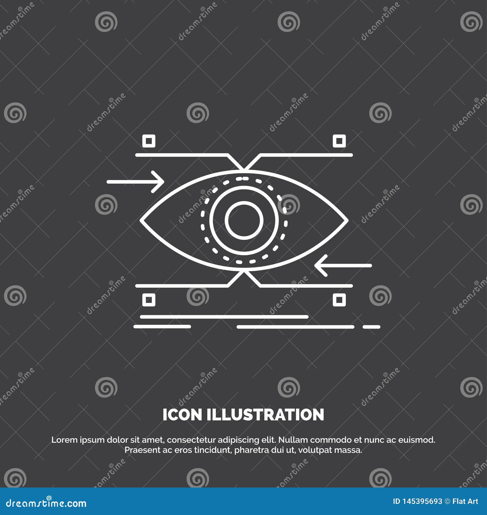 Attention, Eye, Focus, Looking, Vision Icon. Line Vector Symbol for UI ...