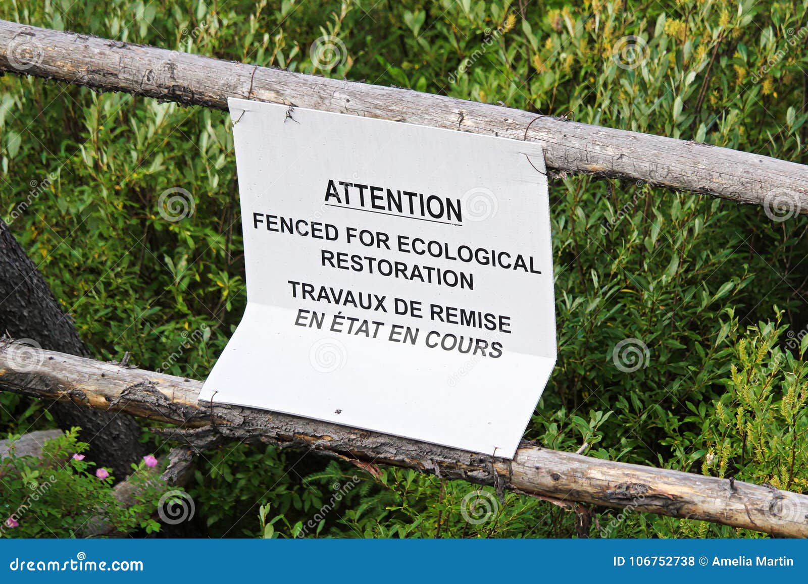 Attention Fenced are for Ecological Restoration Sign Stock Photo ...