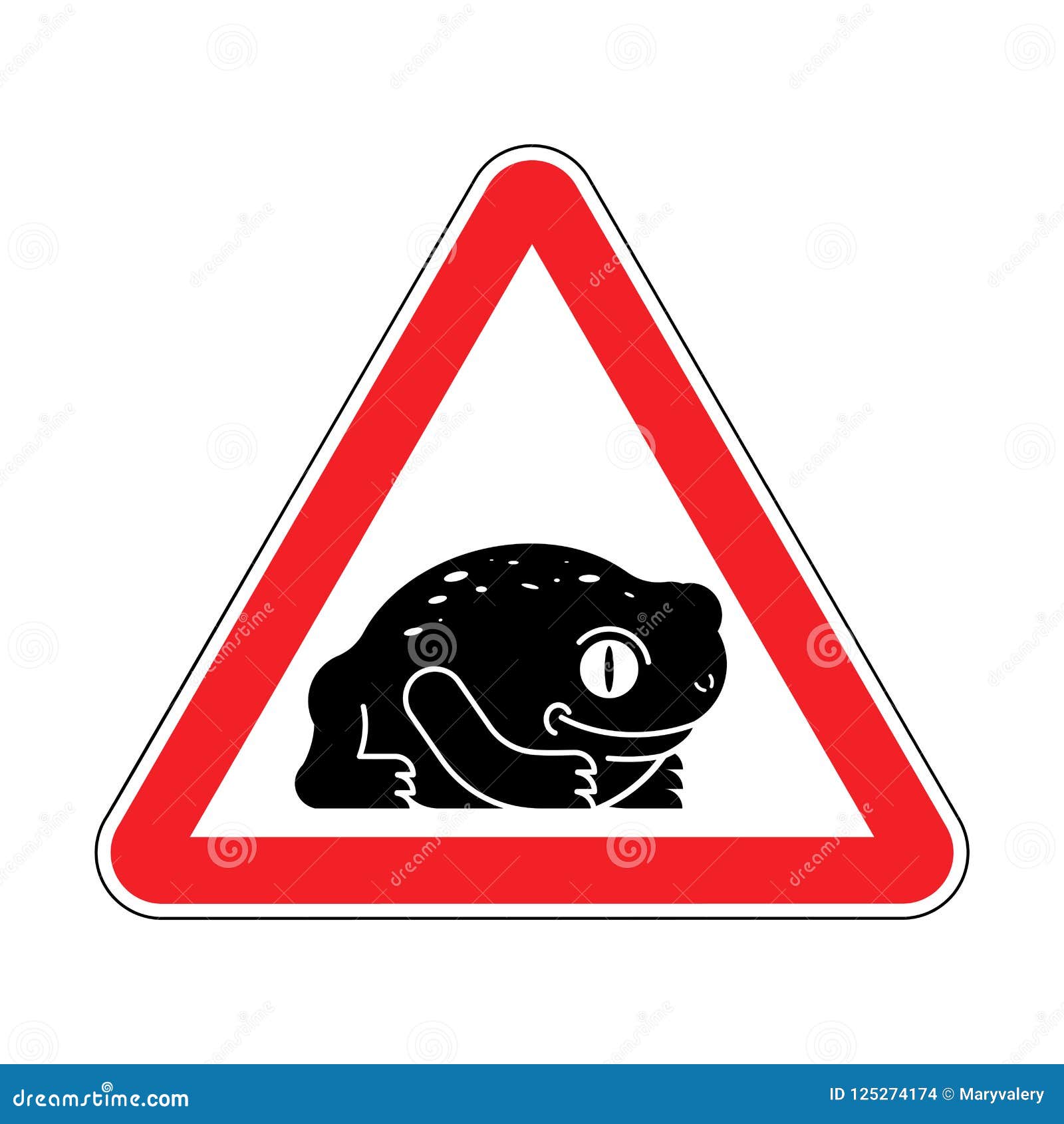 Attention Frog. Caution Red Road SignToad. Vector Illustration. Stock ...